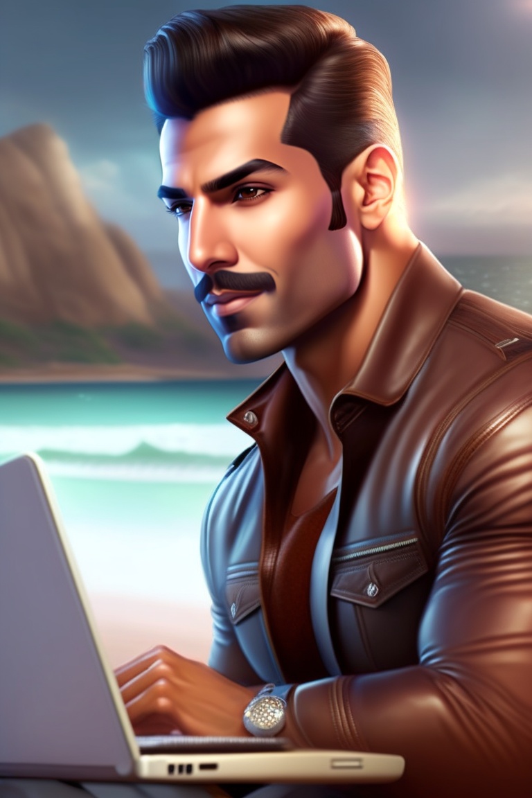 Lexica - John Abraham, blue shirt ,white pent brown hair, laptop bag on ...