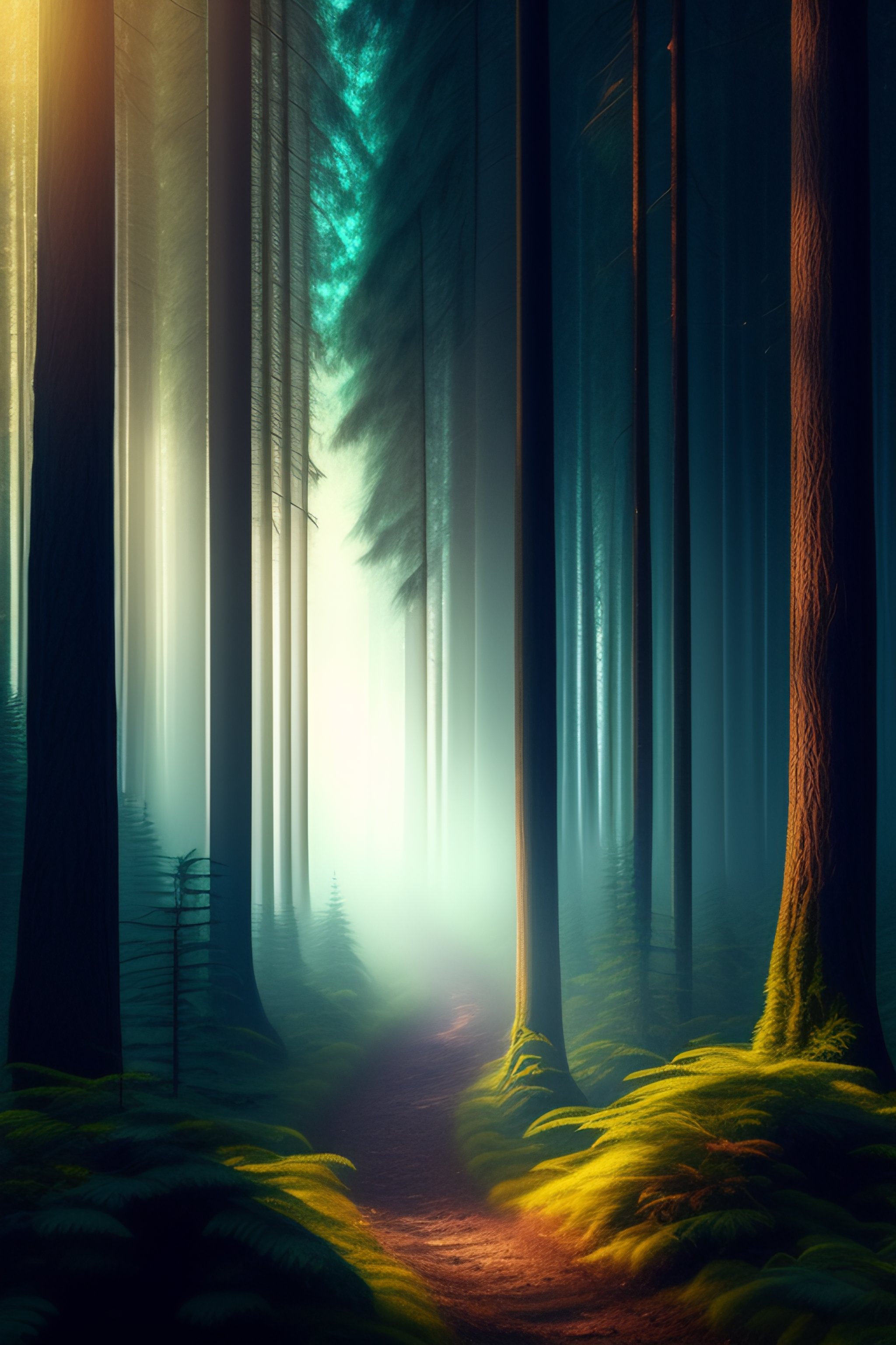 Lexica - Dark forest with ethereal creatures. Realistic. 8k. Cosmis horror