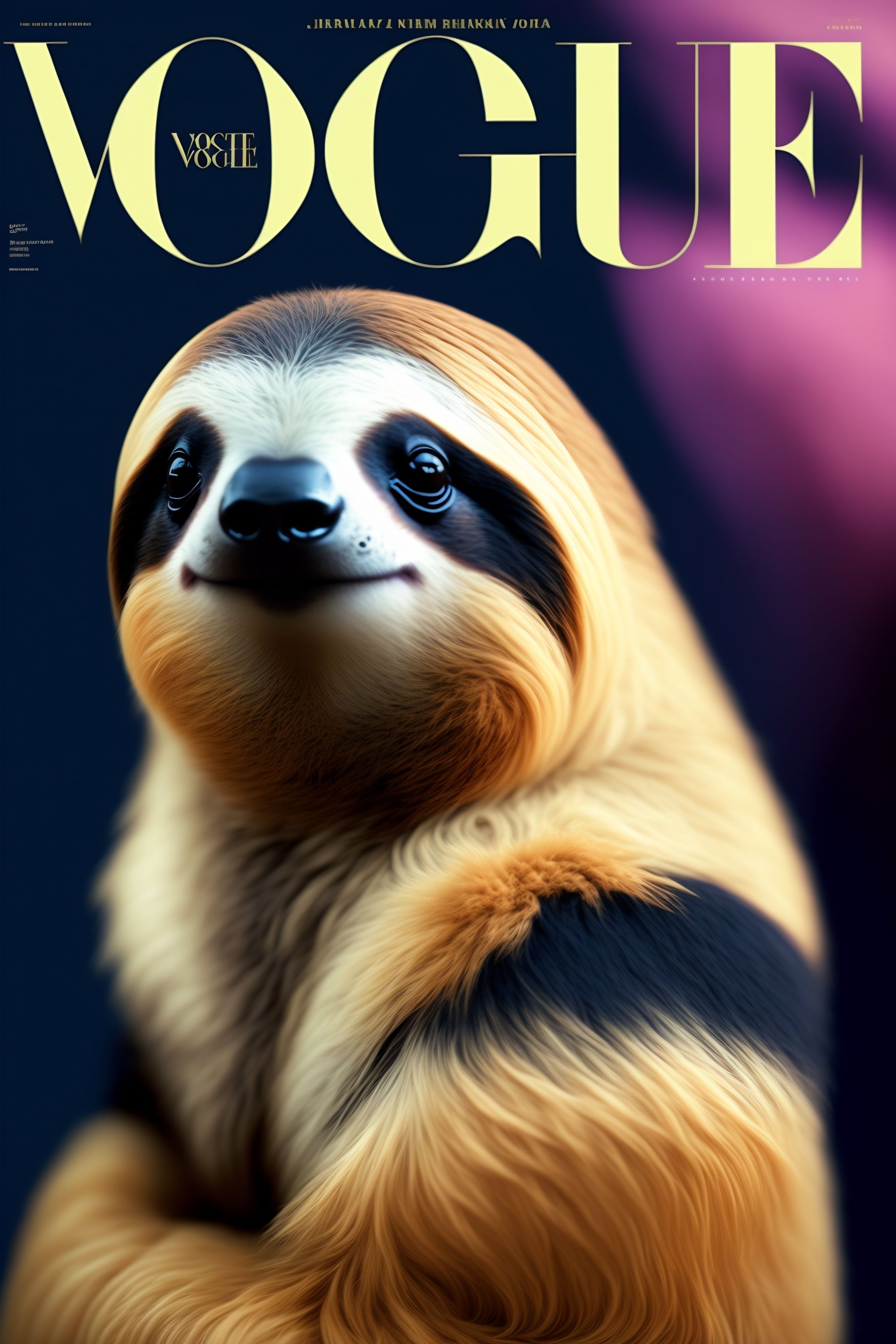 Lexica - A stylish sloth on the cover of Vogue Magazine