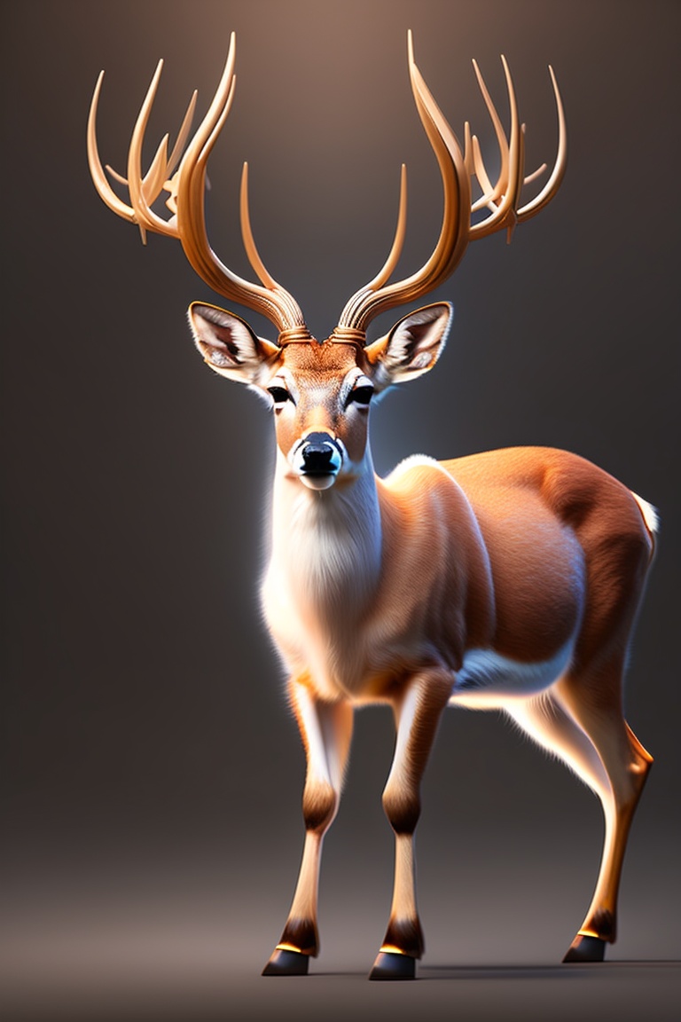 Lexica - Full body busk deer iamge deer glowing antlers no backgorund ...