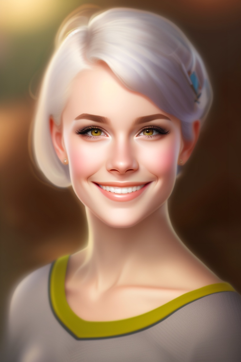 Lexica - A girl, white skin, short hair, smily