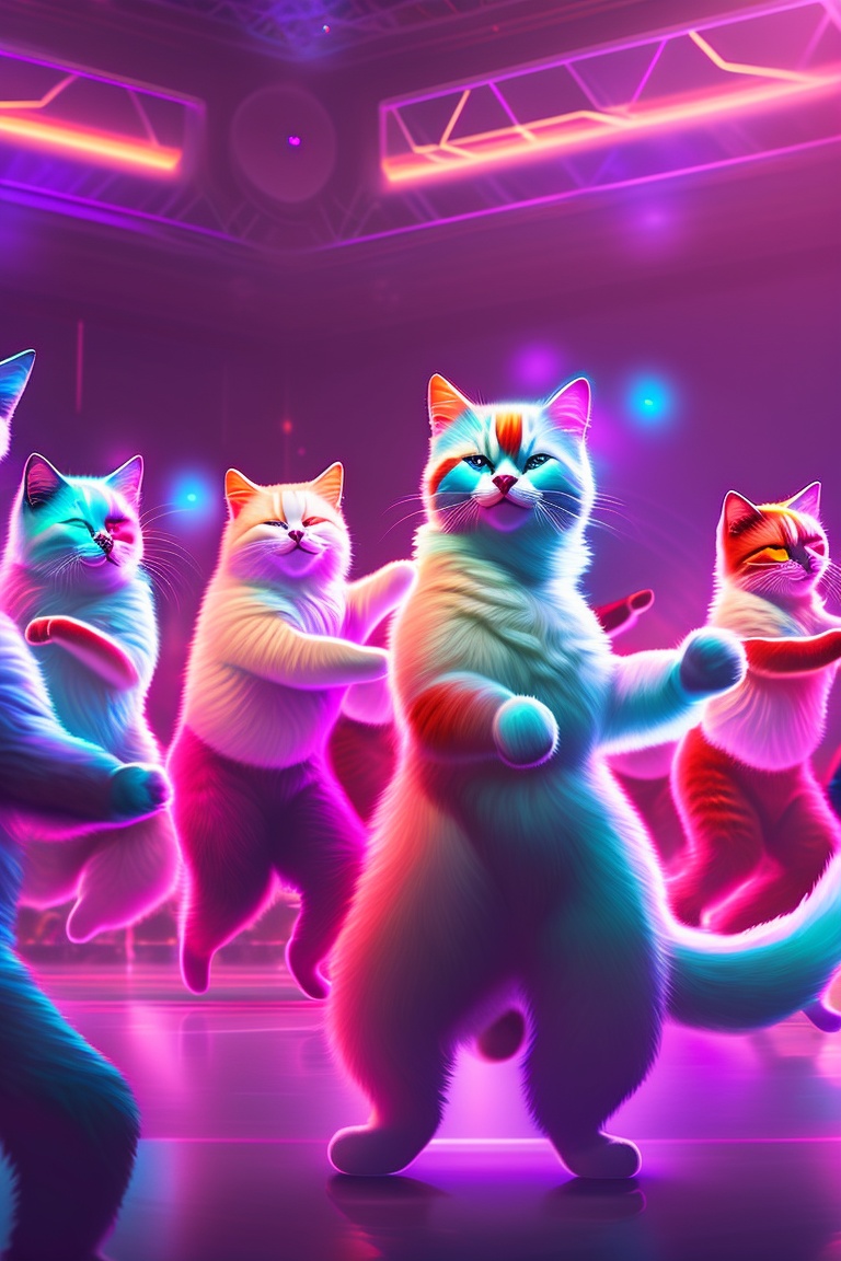 Lexica - A lot of soviet cats dancing on the dance floor, retrowave stage