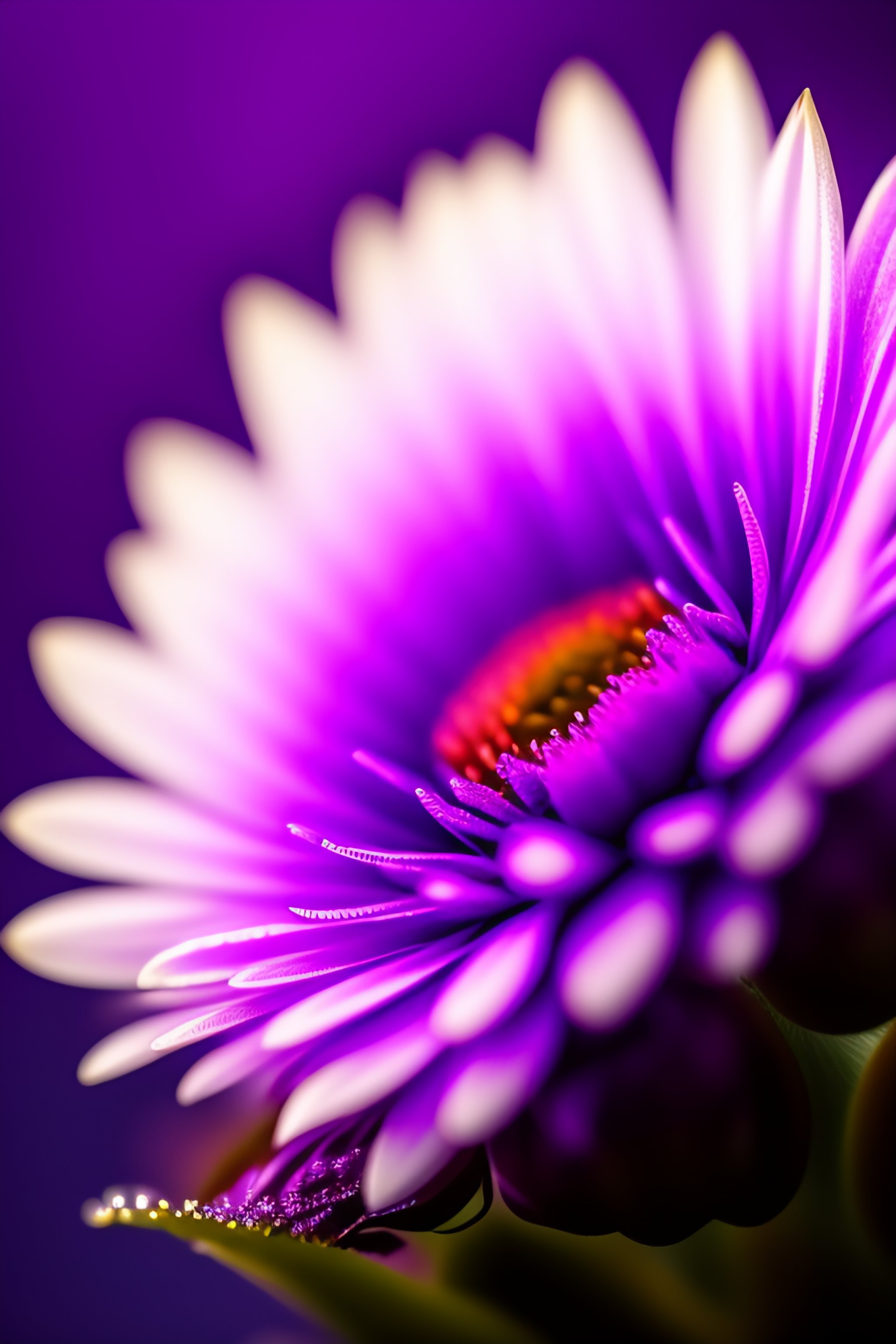Lexica - Photorealistic dslr macro photo of a purple flower with dew on ...
