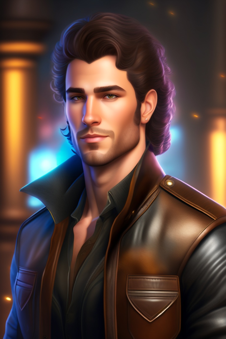 Lexica - A confident, 6-foot-tall man with curly, dark brown hair ...