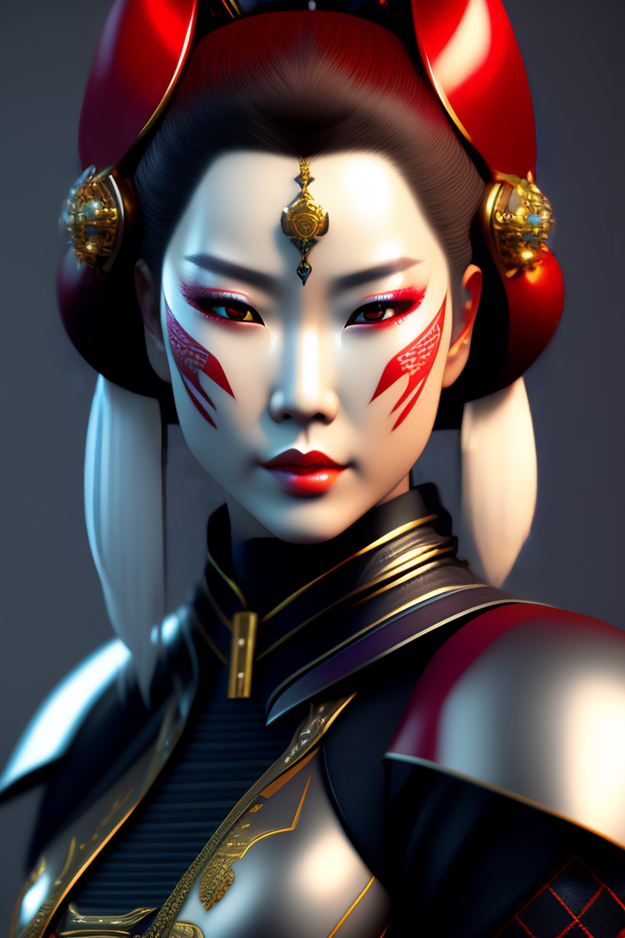 Lexica - Masterpiece Vector Design of gorgeous female Samurai Devil ...