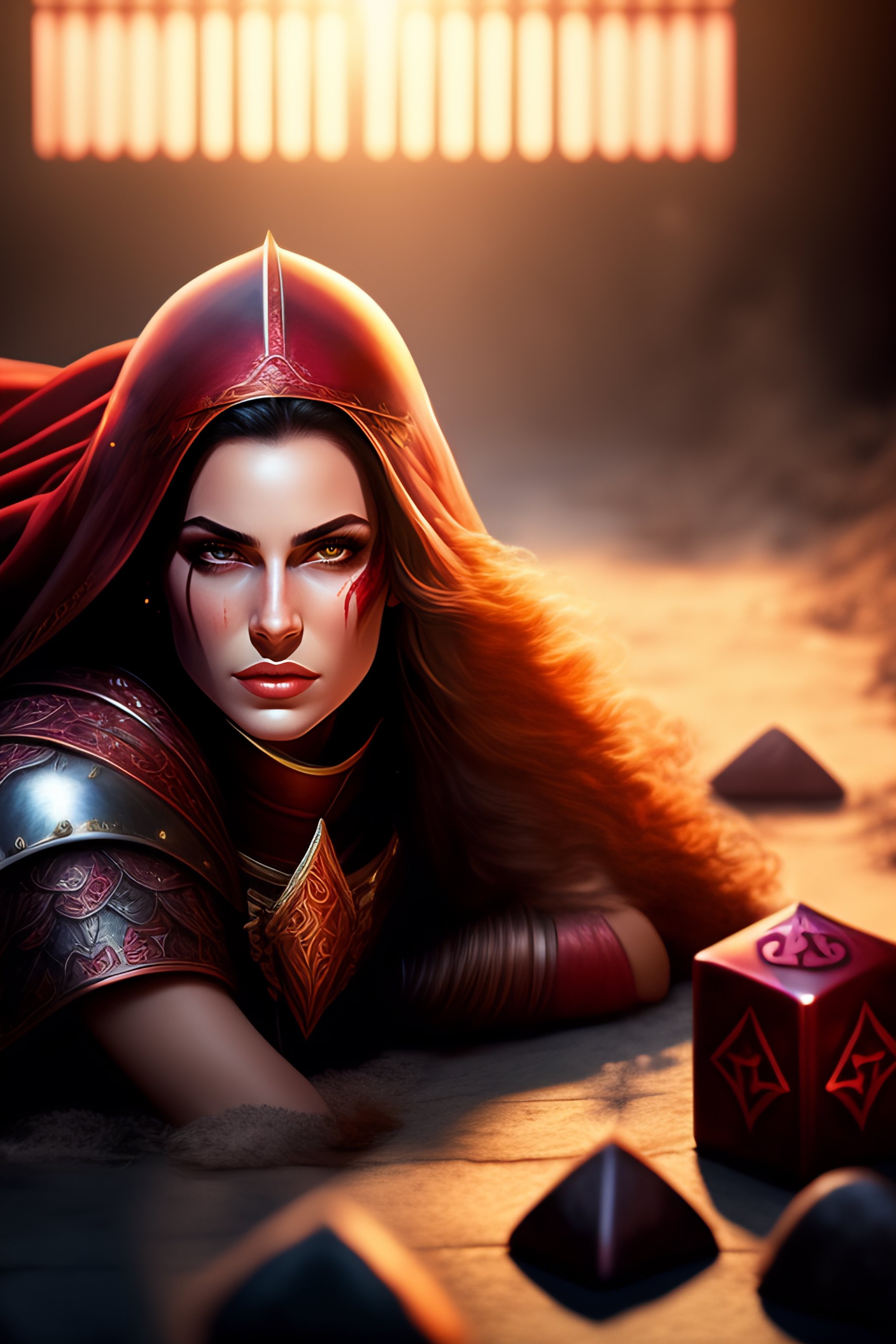 Lexica - Dead D&D female paladin on the floor in a Blood-pool
