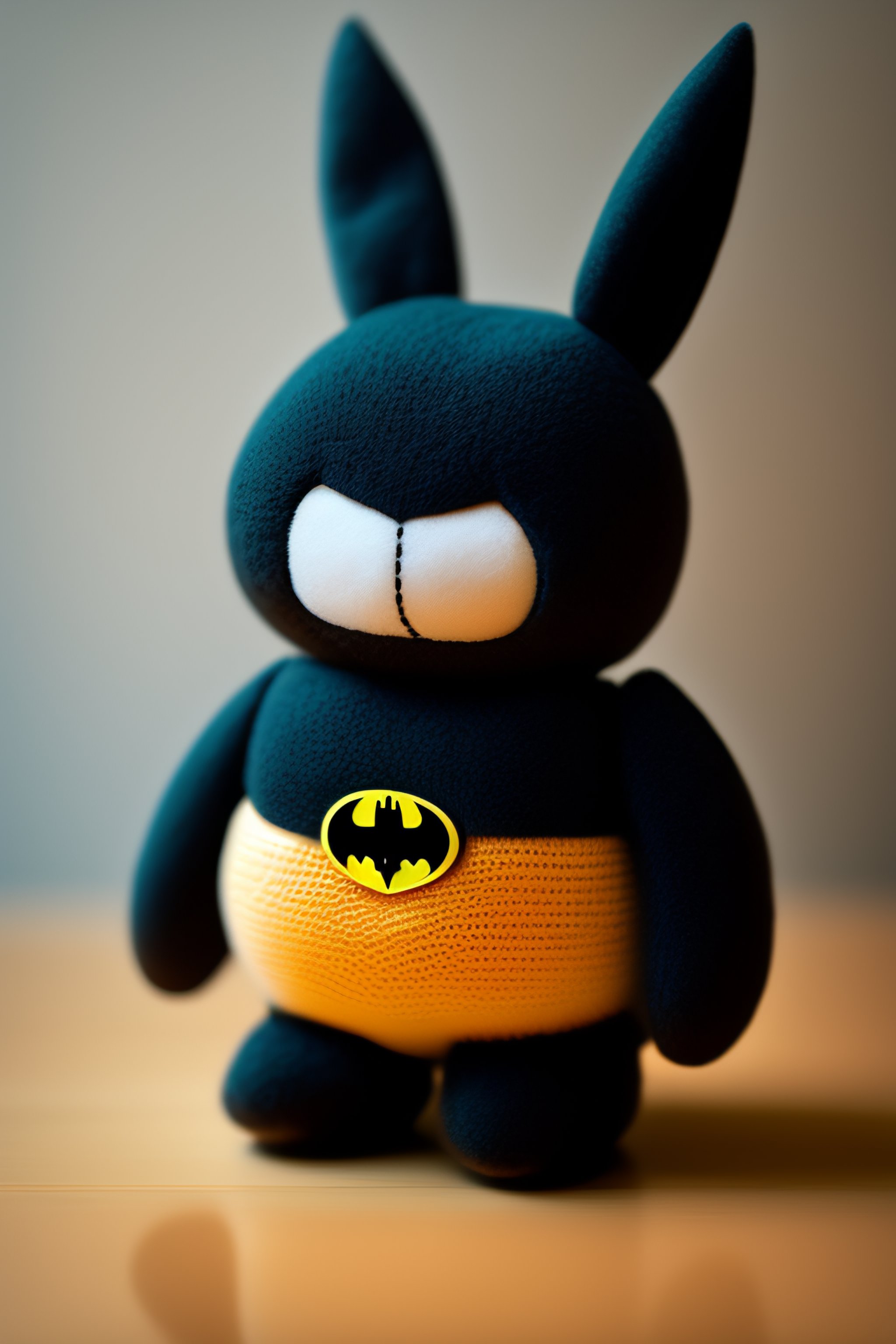 Lexica - Soft batman Bunny robot working on a smartphone