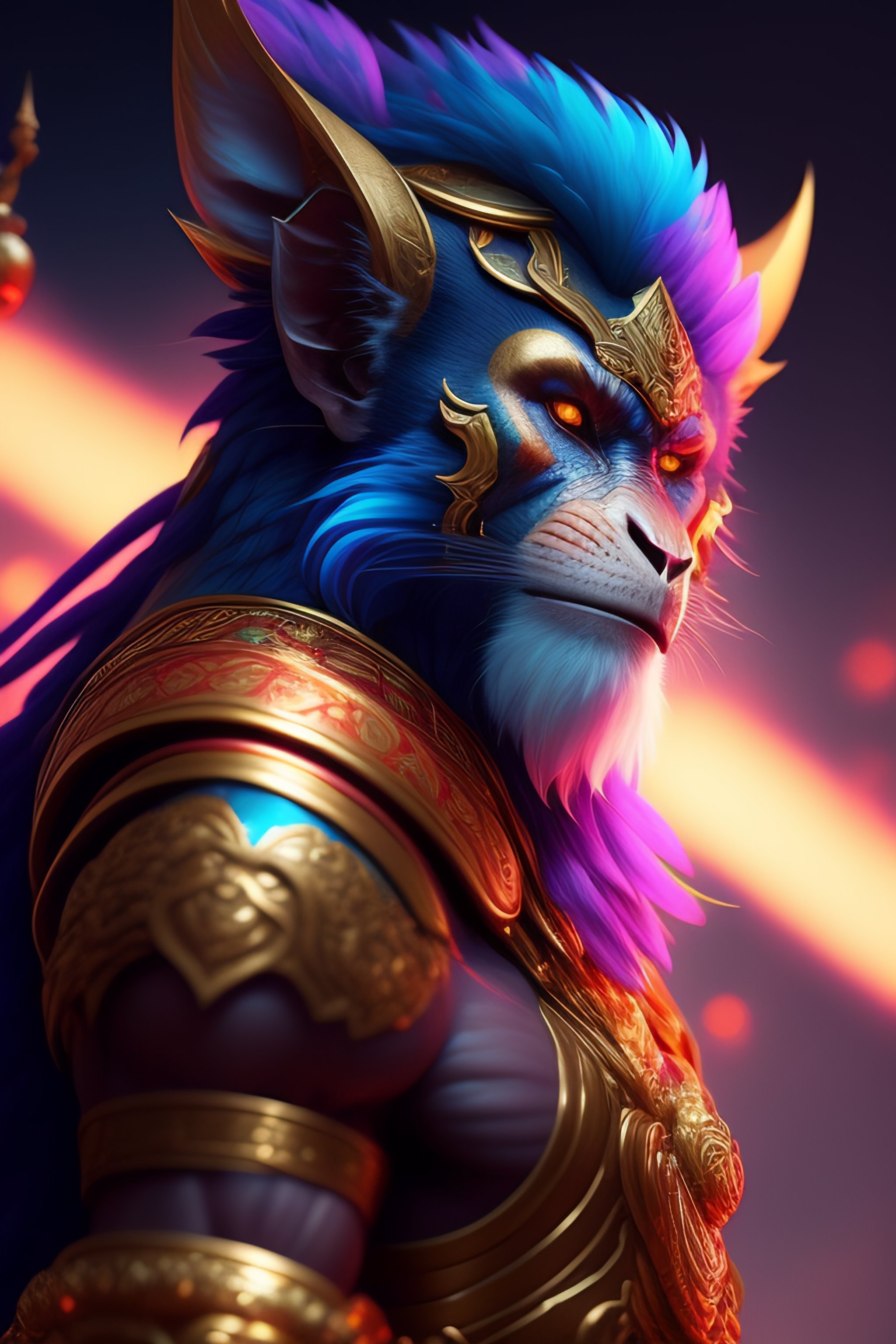 Lexica - Wukong,with skin,monkey,league of legends, vaporwave aesthetic ...