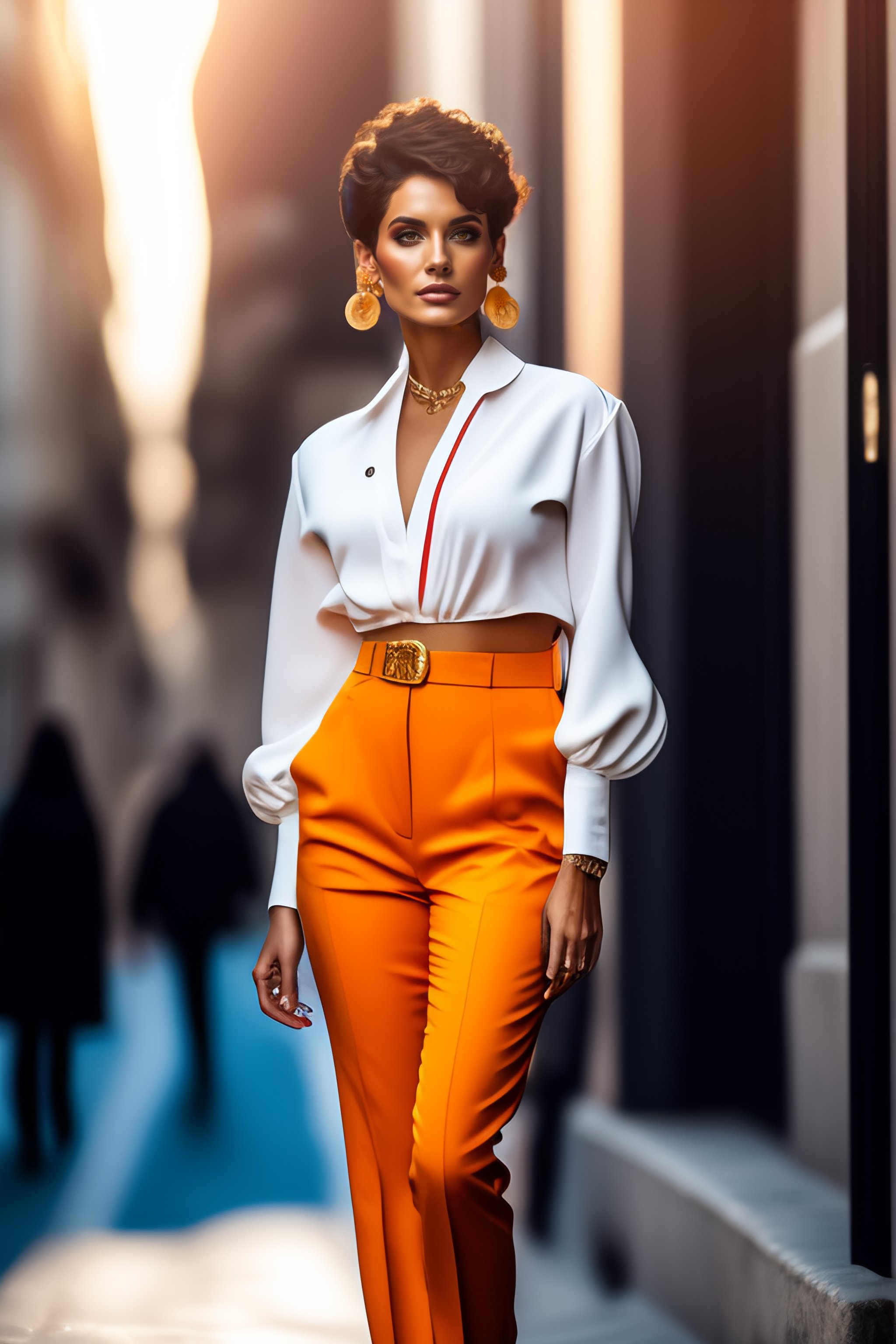 Lexica - Full body studio portrait of short hair spanish model wearing ...