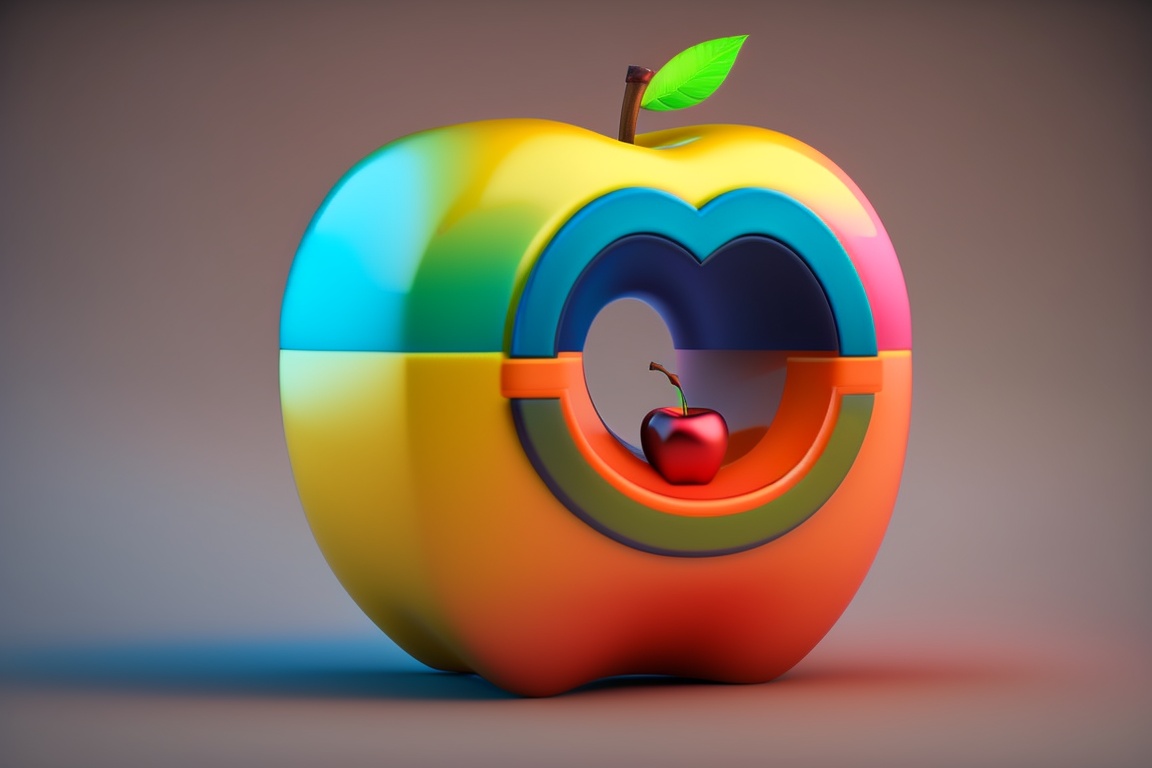 Lexica - A FOR APPLE, 3D render houdini ,cartoons kids style