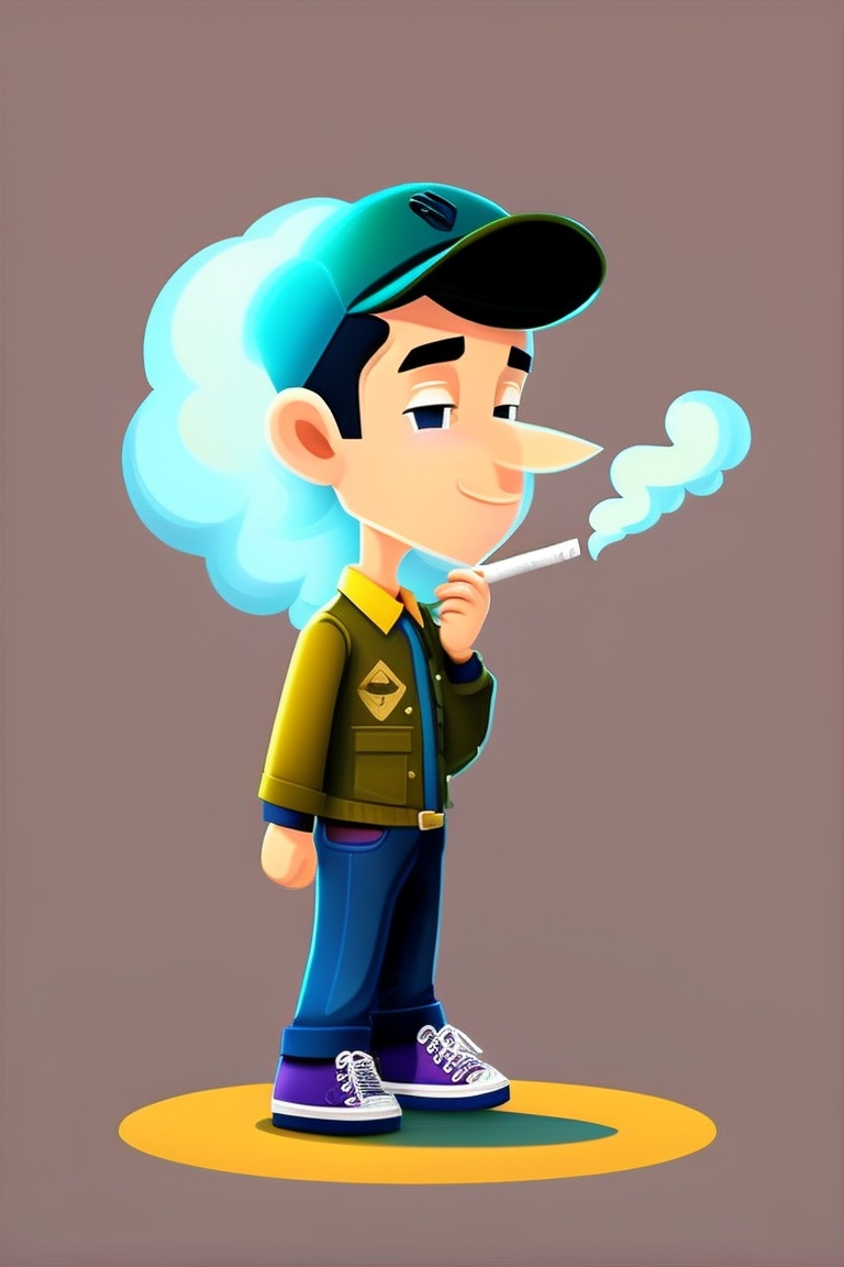 Lexica - A boy smoking a cigarette, cartoon