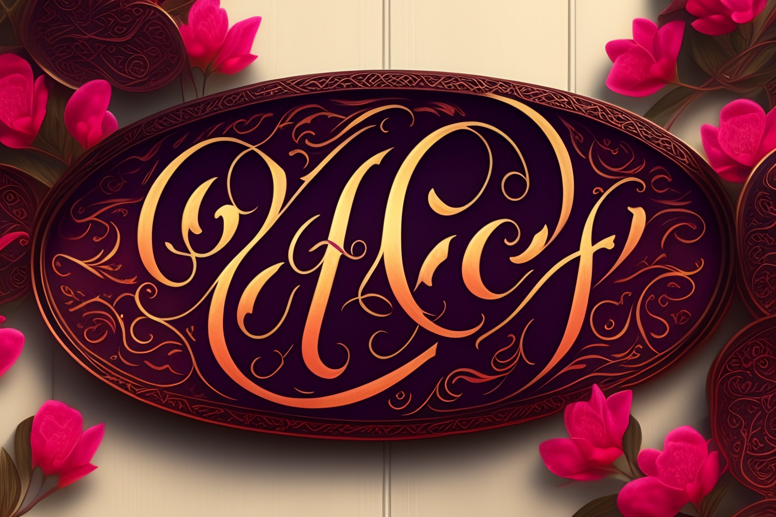 Lexica - "Azalea" written in gothic caligraphy script, close-up high ...