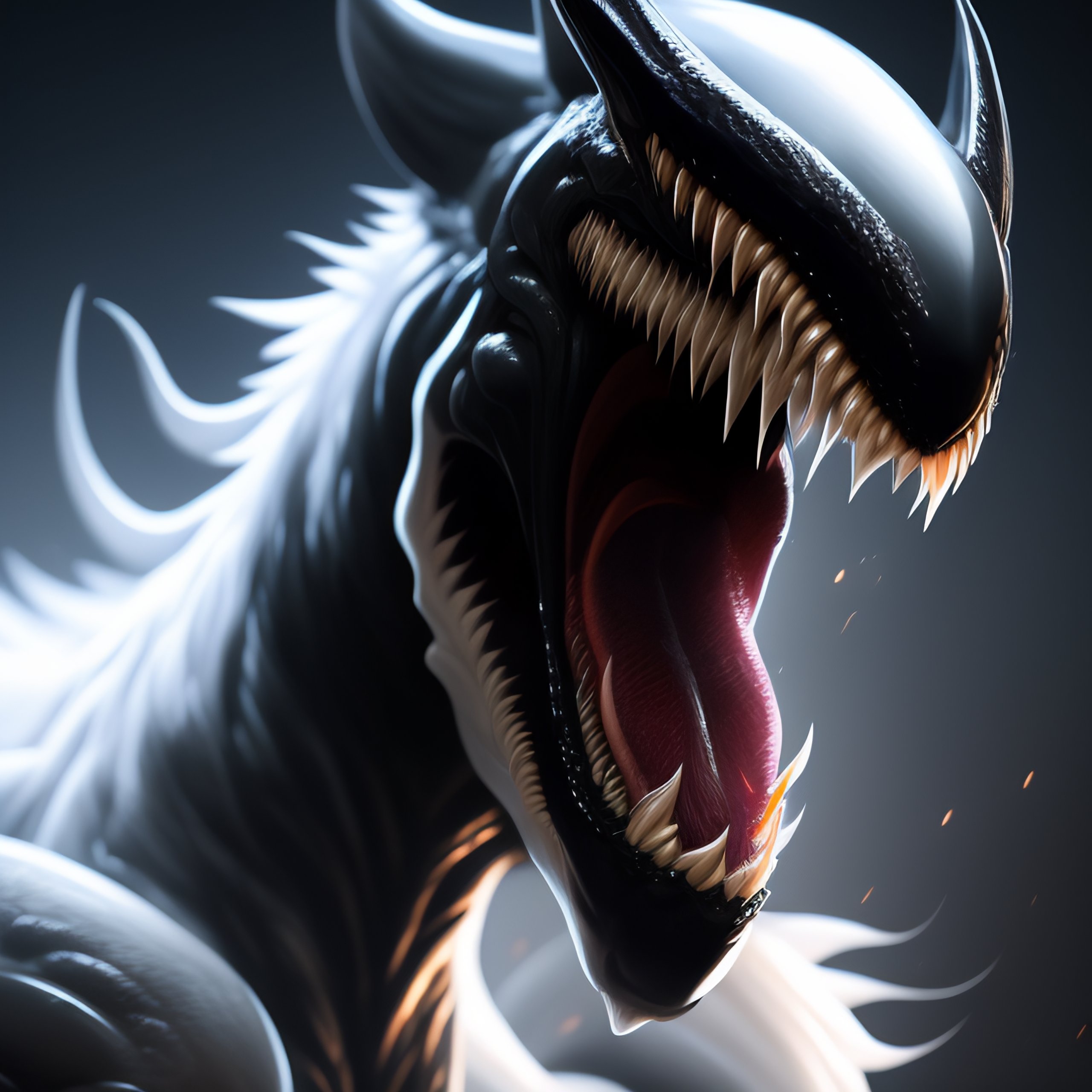 Lexica - Concept art of a monster, full body, like venom with white fur ...