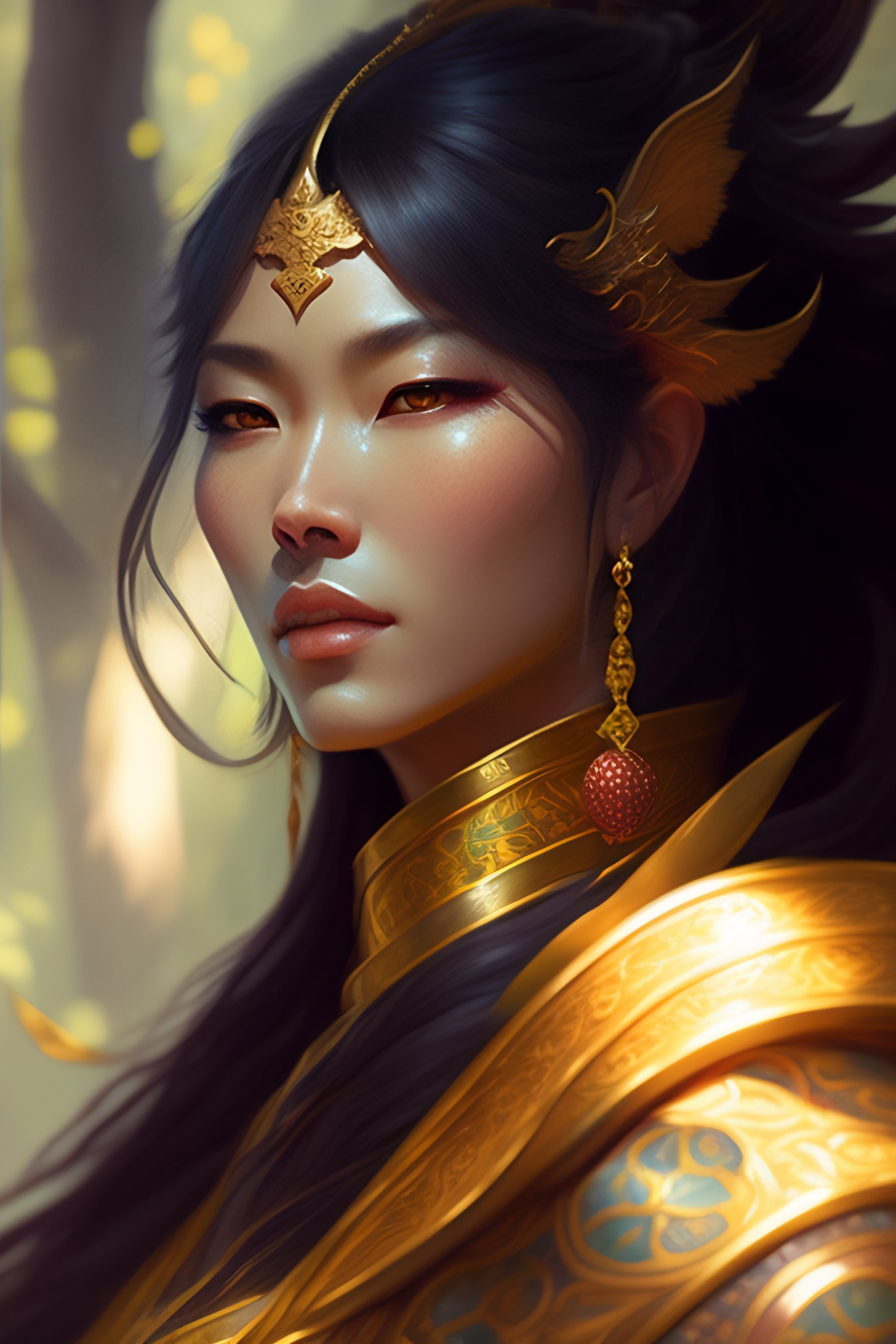 Lexica - Anthropomorphic dragon wearing samurai clothes, soft draconic ...