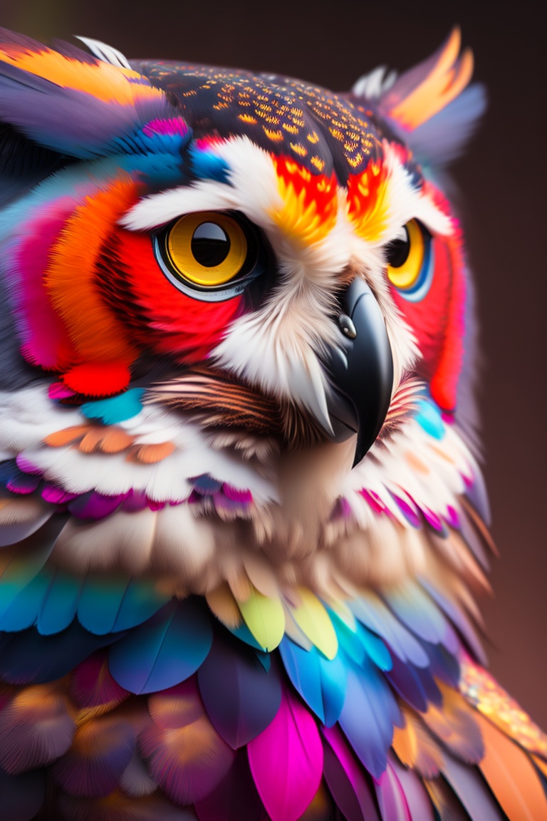 Lexica - Ultra close-up photo of a face of fuzzy owl semi Panther with ...