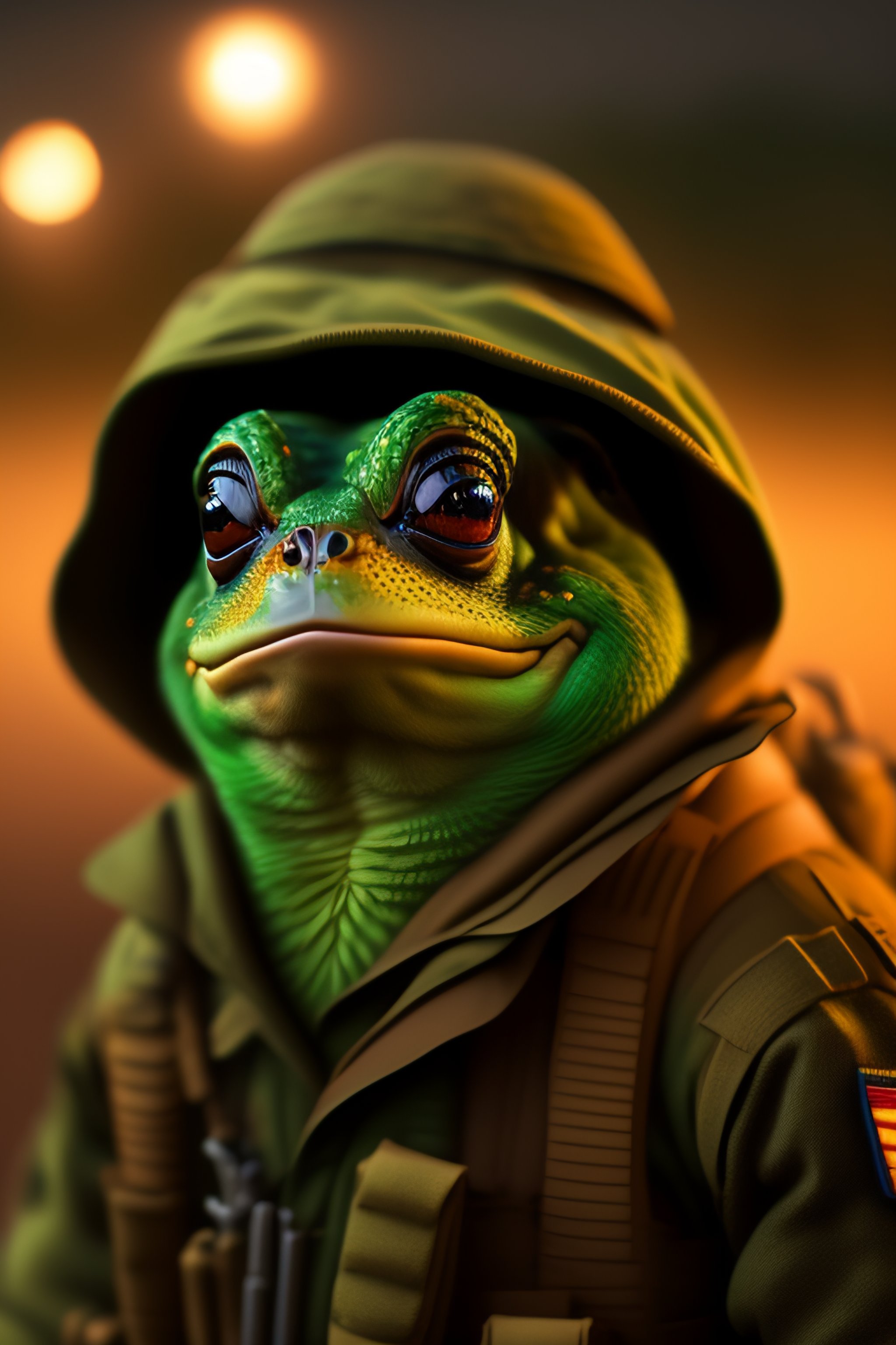 Lexica - An exhausted pepe the frog at the frontlines in the army at ...