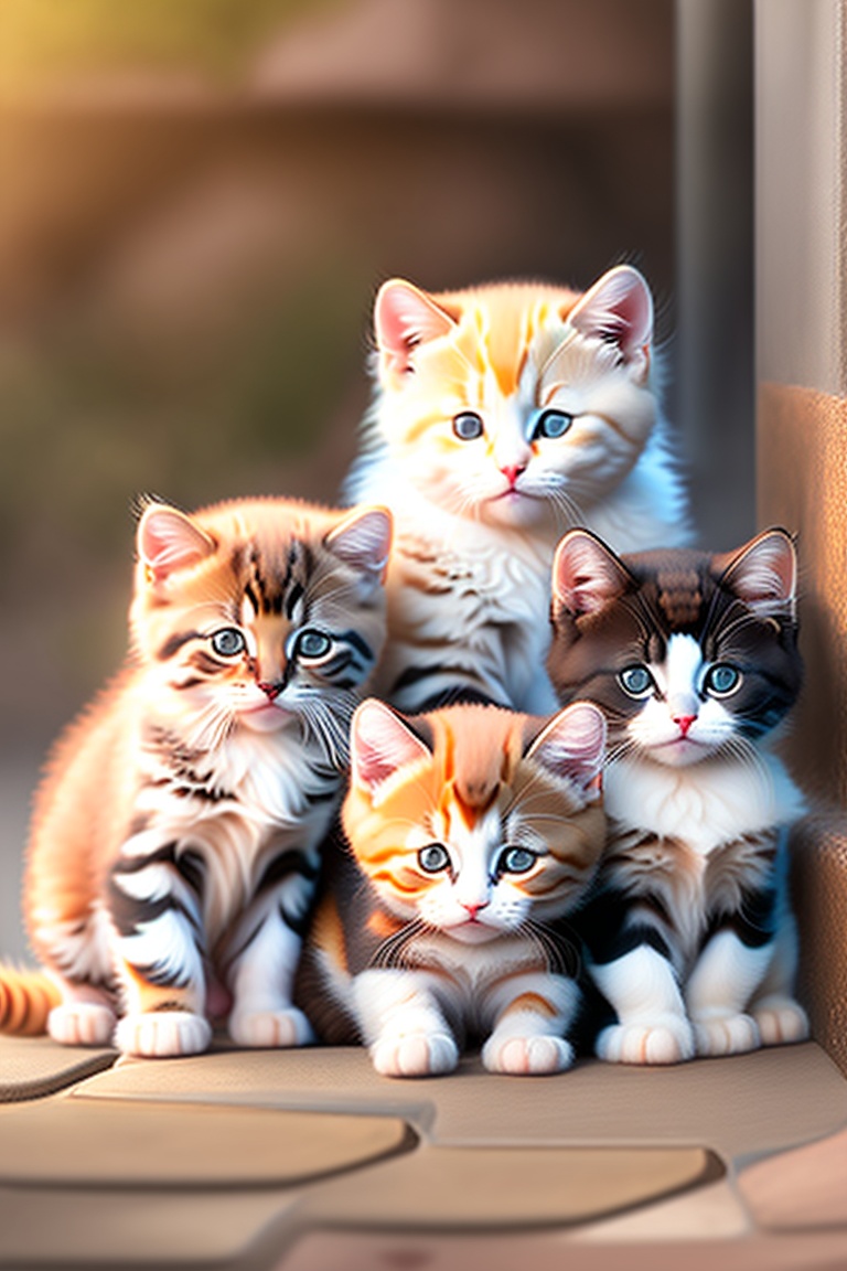 Lexica - Total 4 kittens, 3 brown kittens along with 1 black and white ...