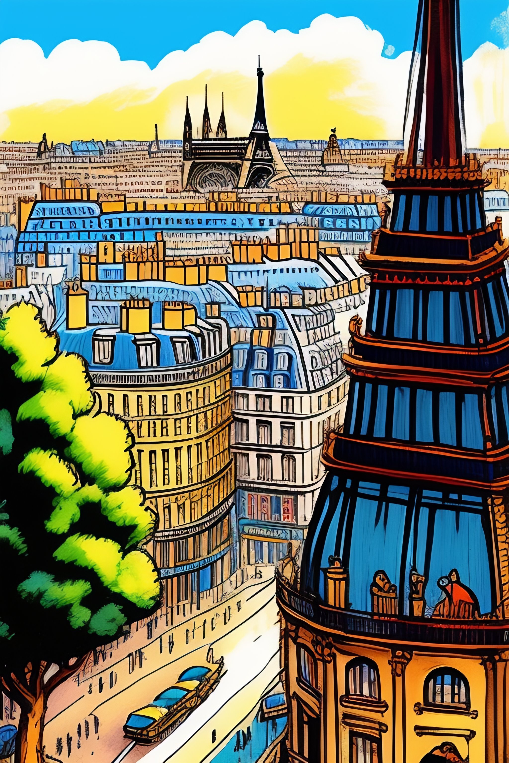 Lexica - Chaotic hand drawing colored sketch illustration retro of ...