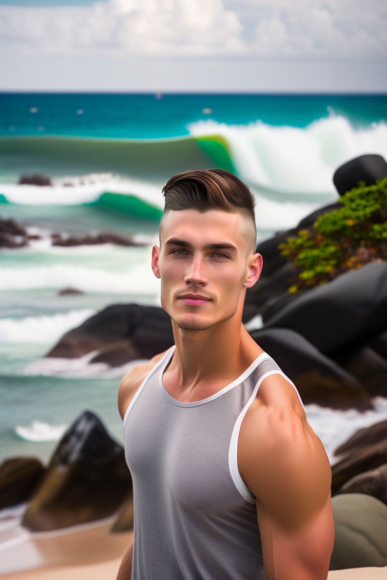 Lexica - A tall white Slavic man in a grey T-shirt and long hippy ...