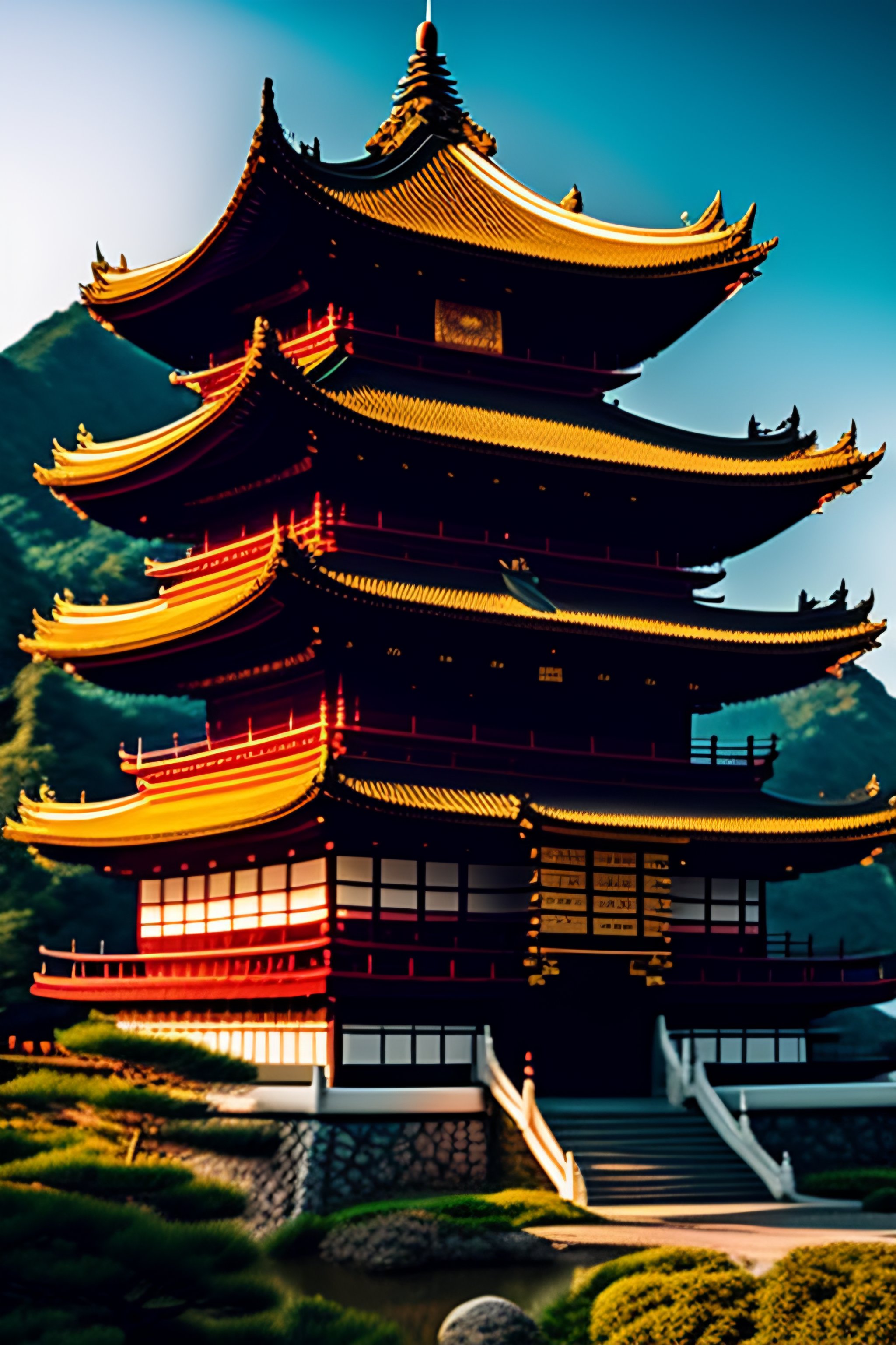 Lexica - Samurai katana dragong Chinese house mountain