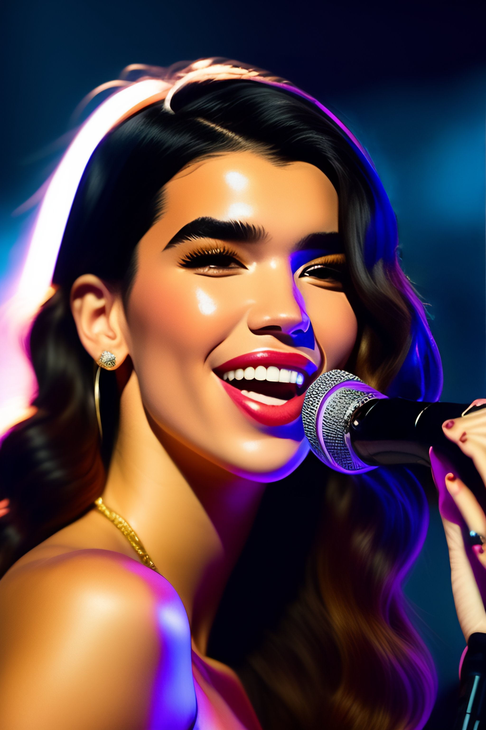Lexica - A portrait of dua lipa singing