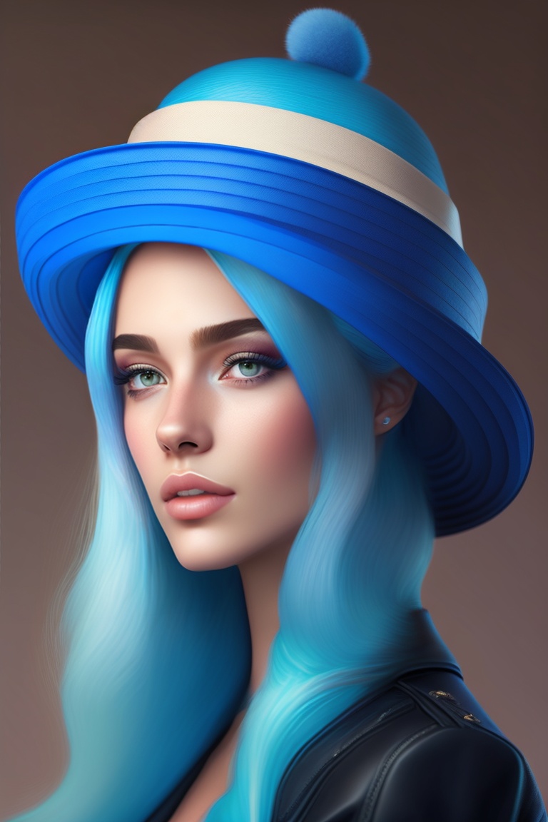 Lexica - Blue hair, hat