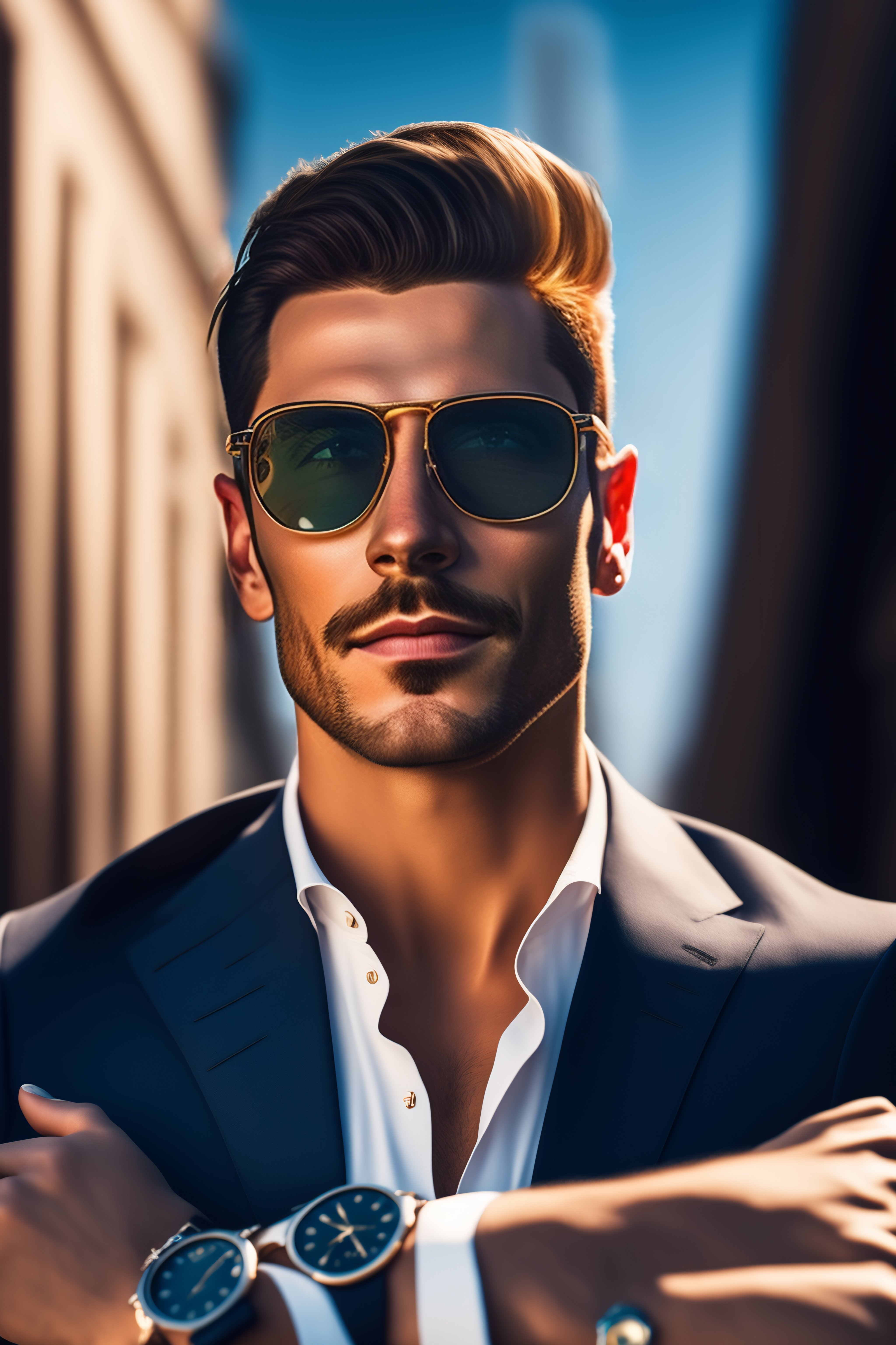Lexica - Hyper realistic portrait of trader with rolex and ray ban ...