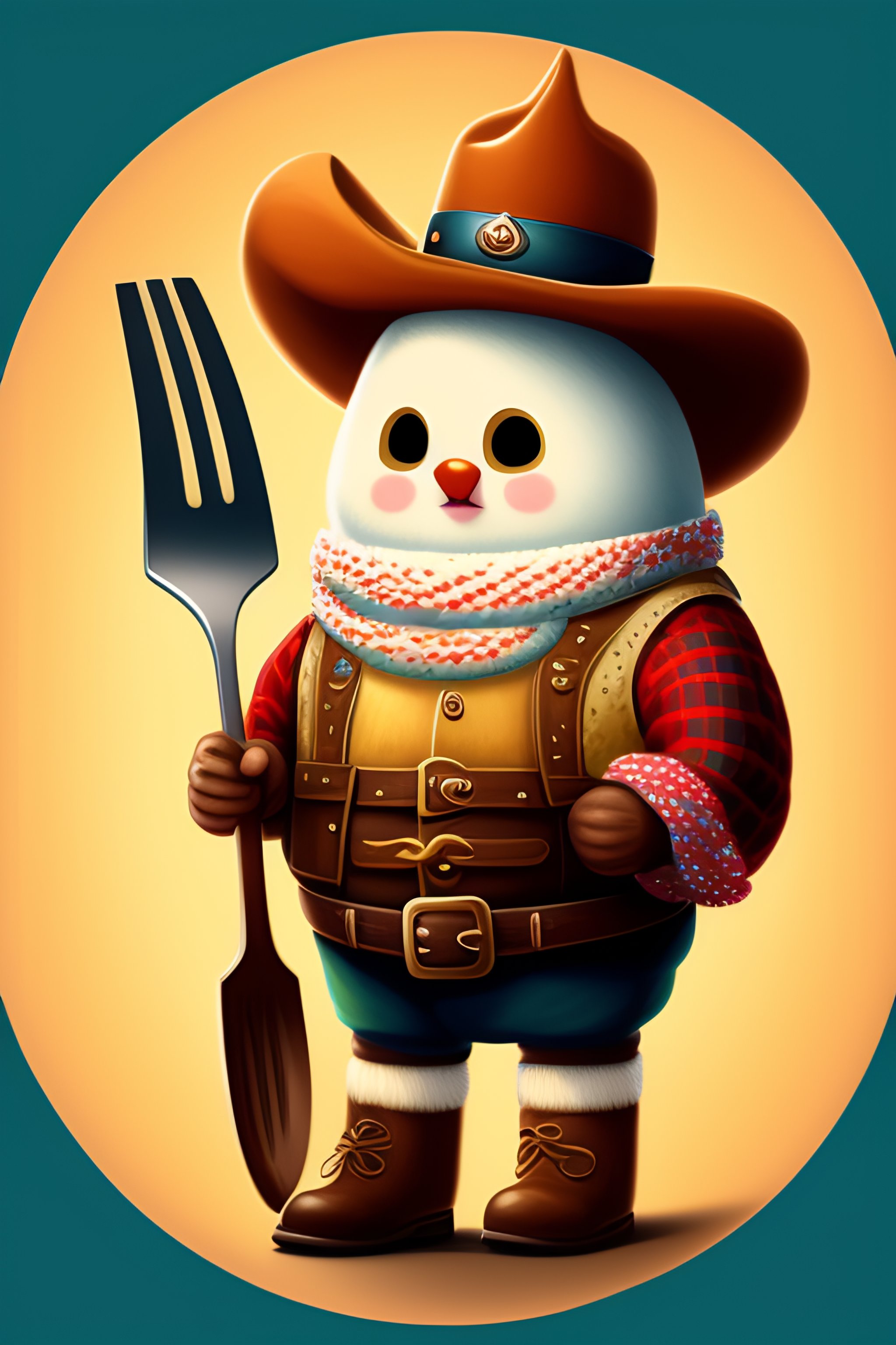 Lexica - A cute marshmallow cowboy redneck illustration holding a ...