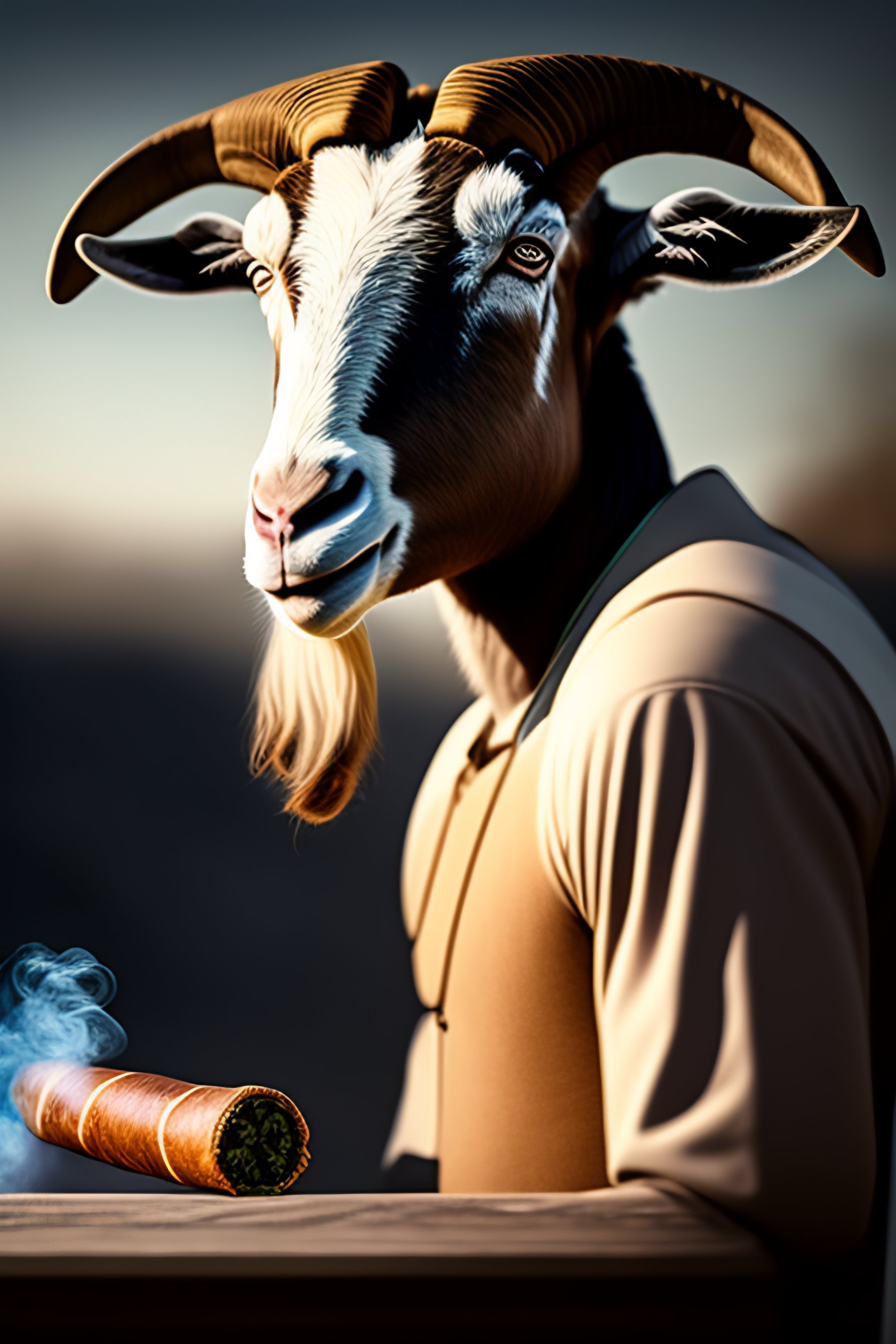 Lexica - Goat smoking a cigar