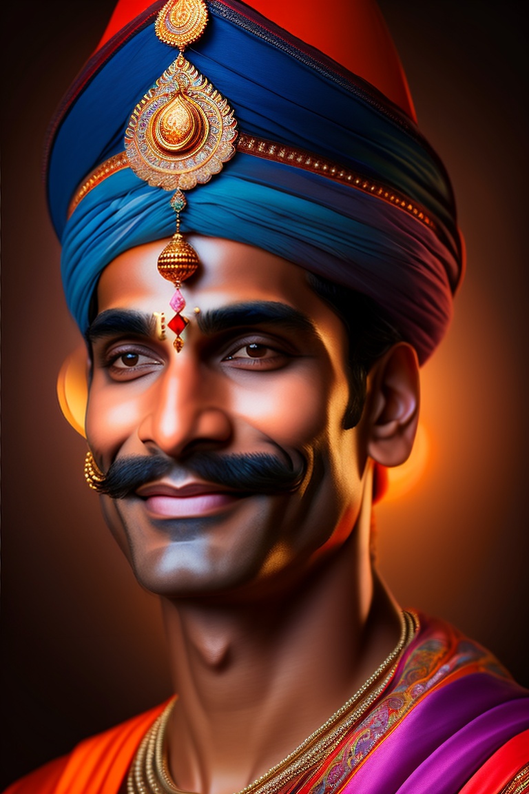 Lexica - A hindu pandit portrait, with high glow on his face and most ...