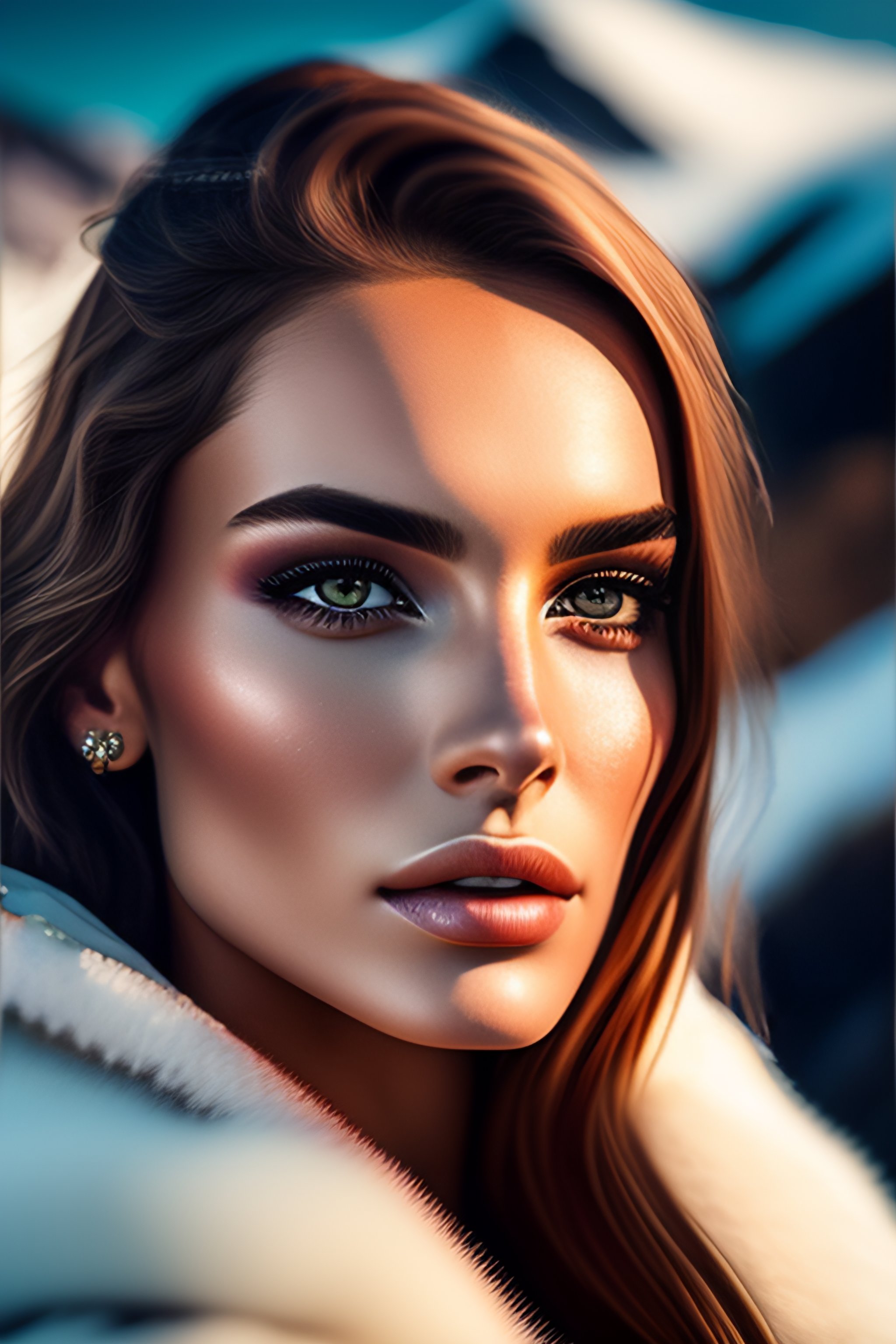 Lexica - Realistic Photo of Beautiful romanian model's face with heavy ...