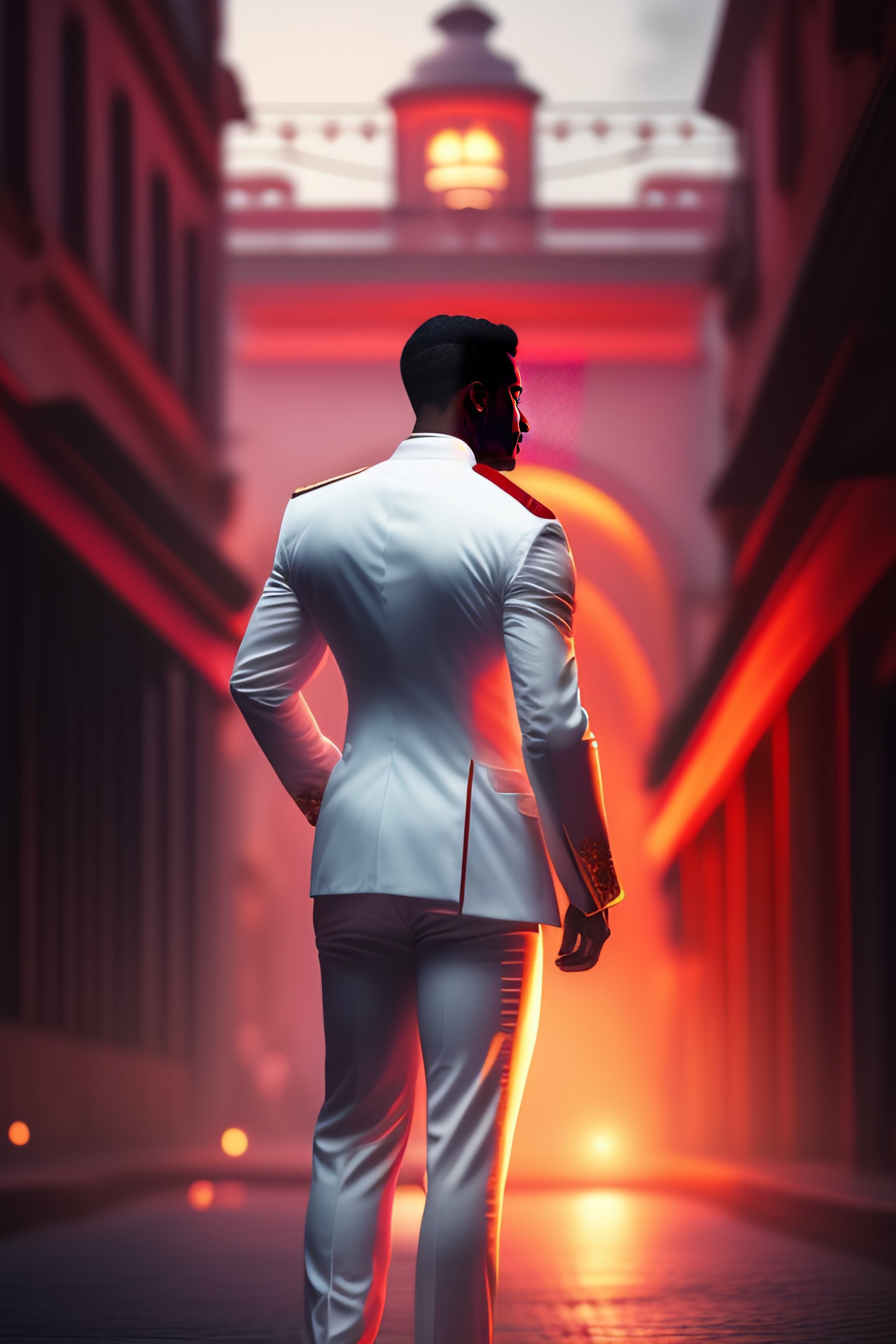 Lexica - Beautiful mulatto Brazilian man wearing white suit and red tie ...