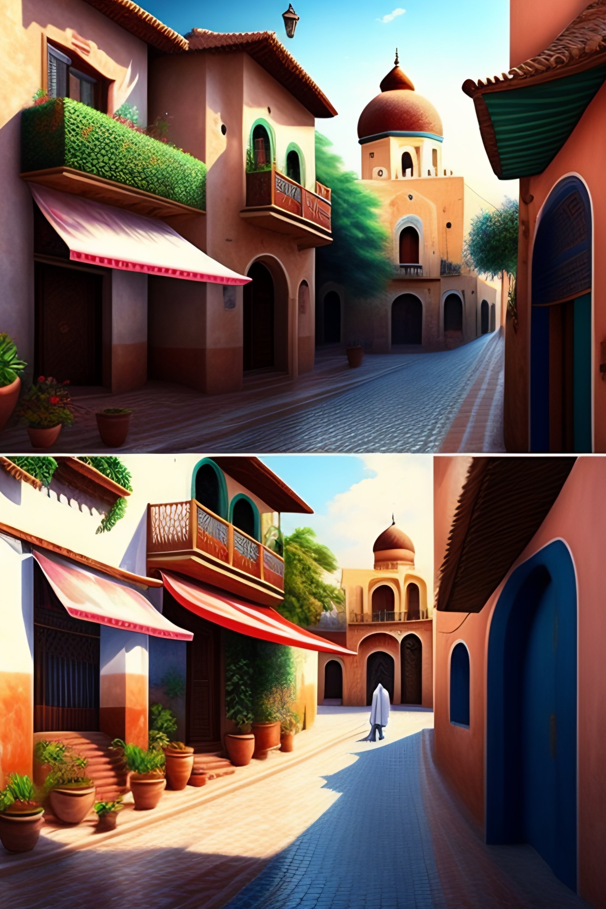 Lexica - A spanish town mosaic arab tiles painted in photo shop ...