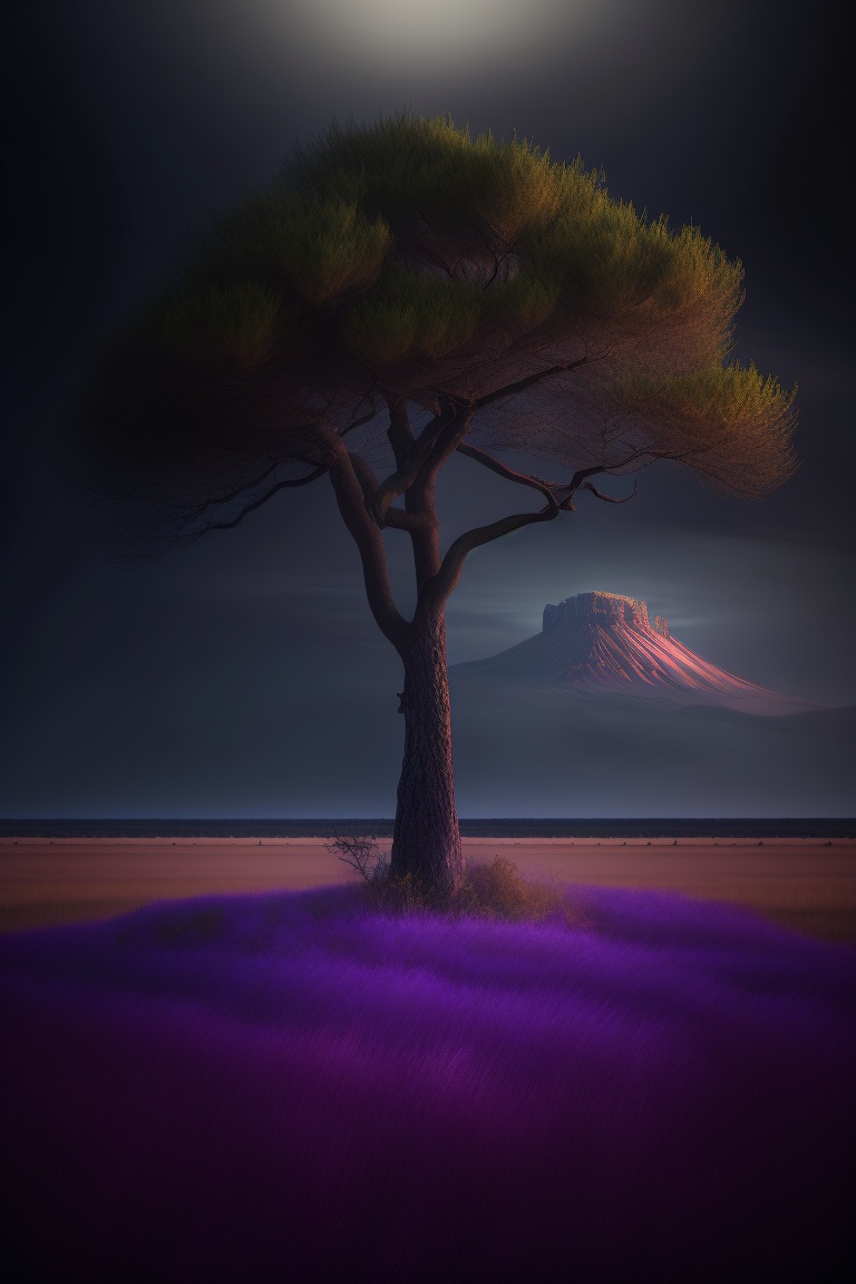 Lexica - A small lone dead tree in a dark desolate field, twilight ...