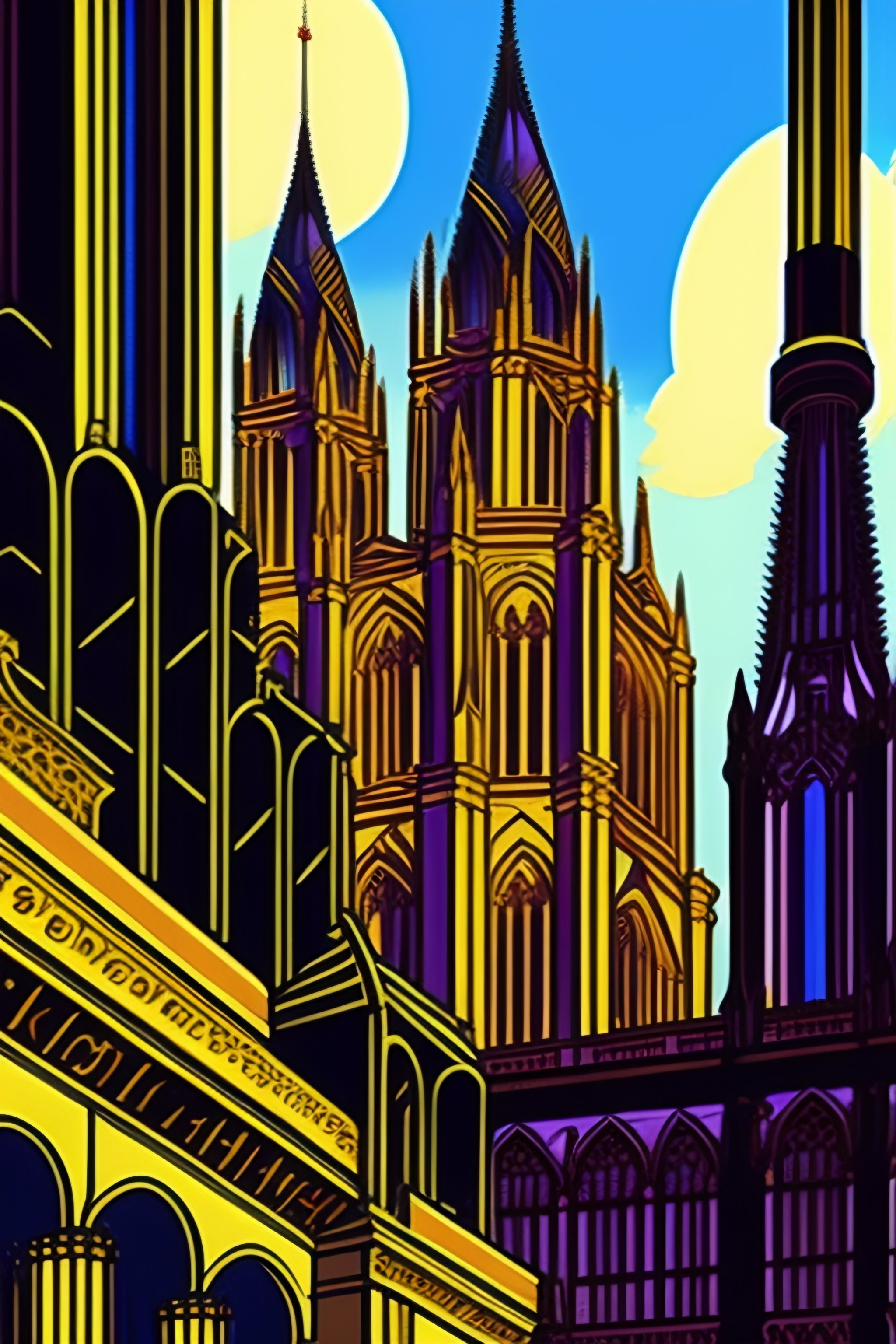 Lexica - Maximalist Cologne cathedral, illustrated by Hergé, style of ...