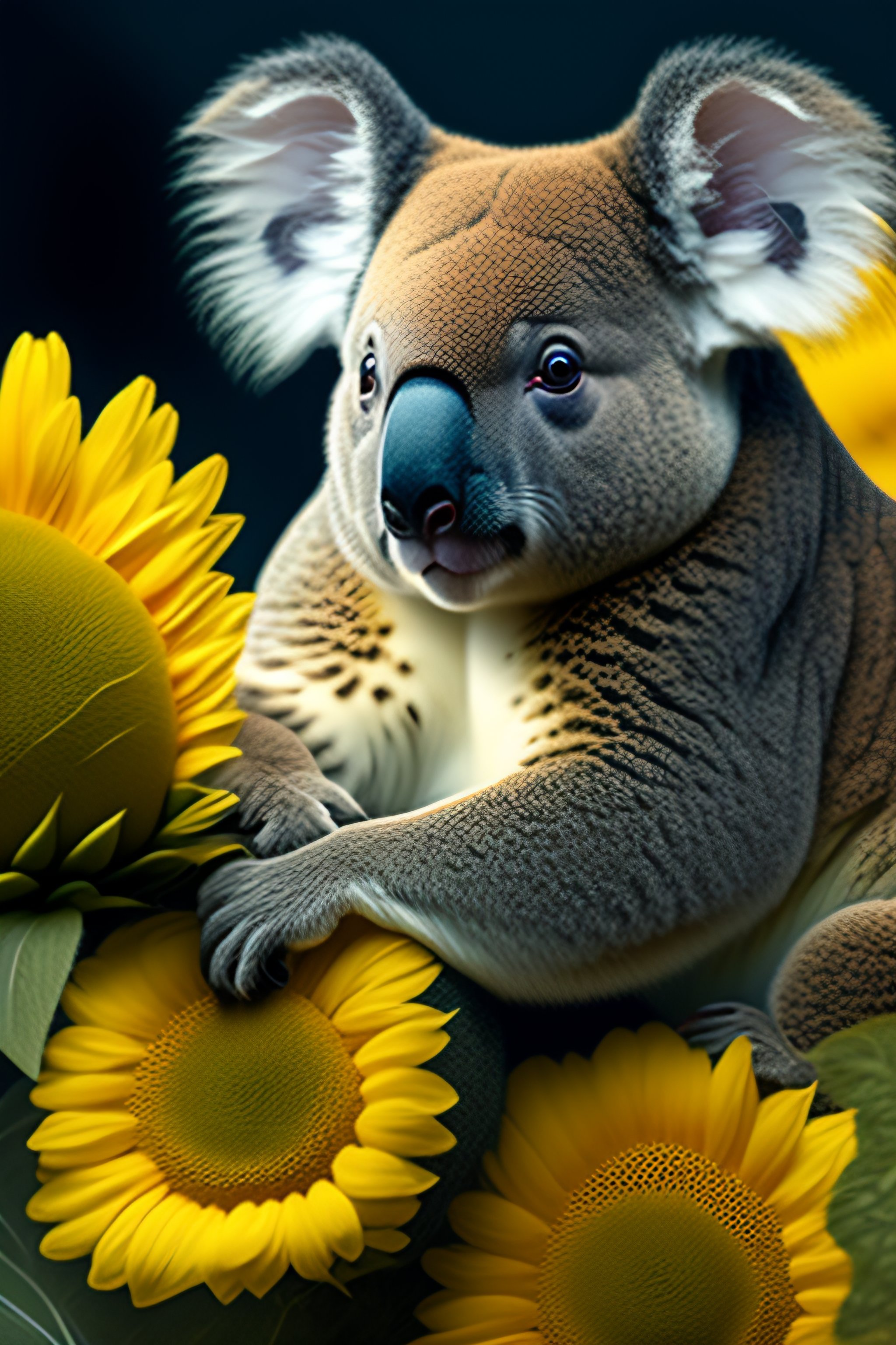 Lexica - Female koala, on the sofa, image a little distant, with ...