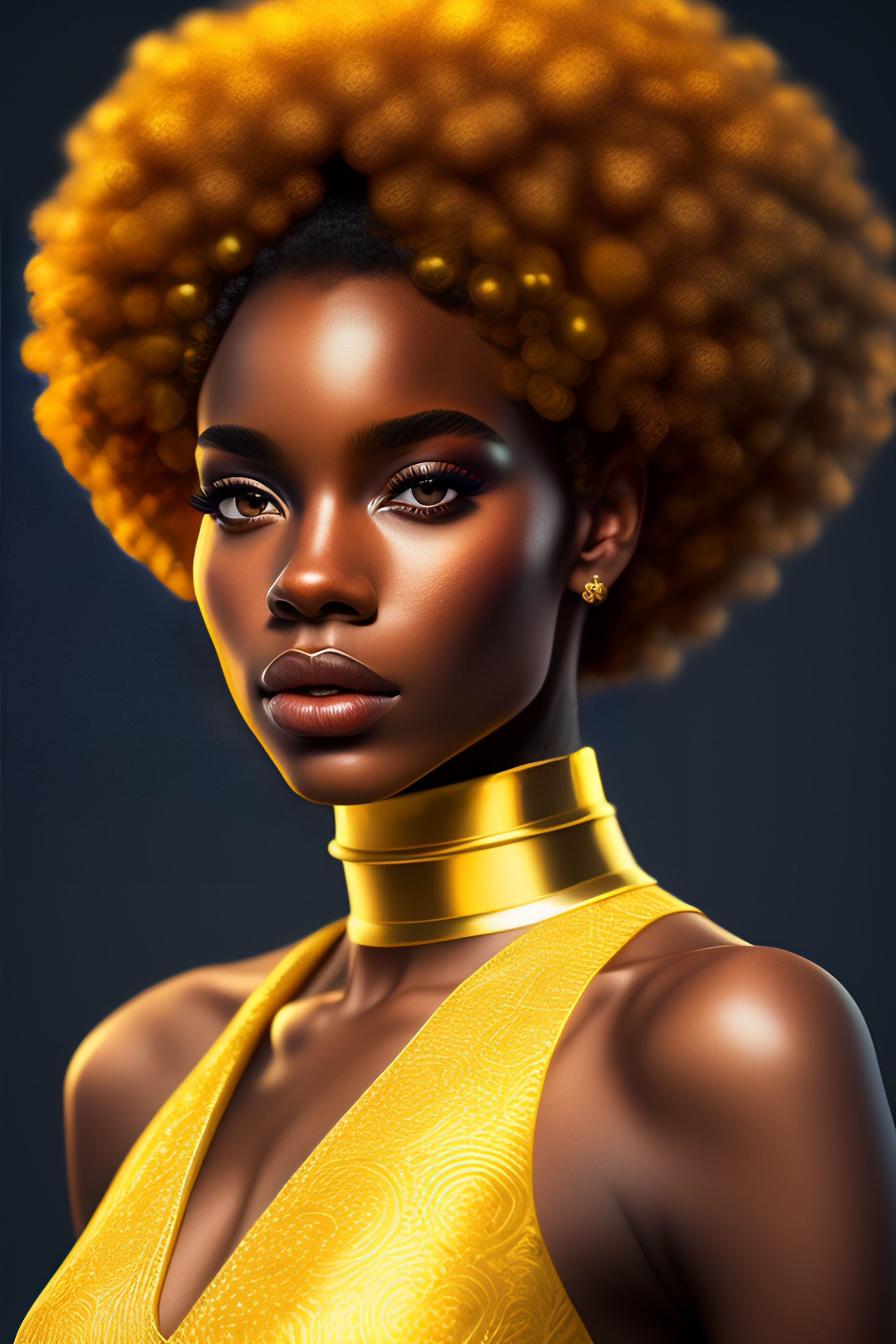 Lexica - Portrait of young black girl, short blonde Afro, tall and slim ...