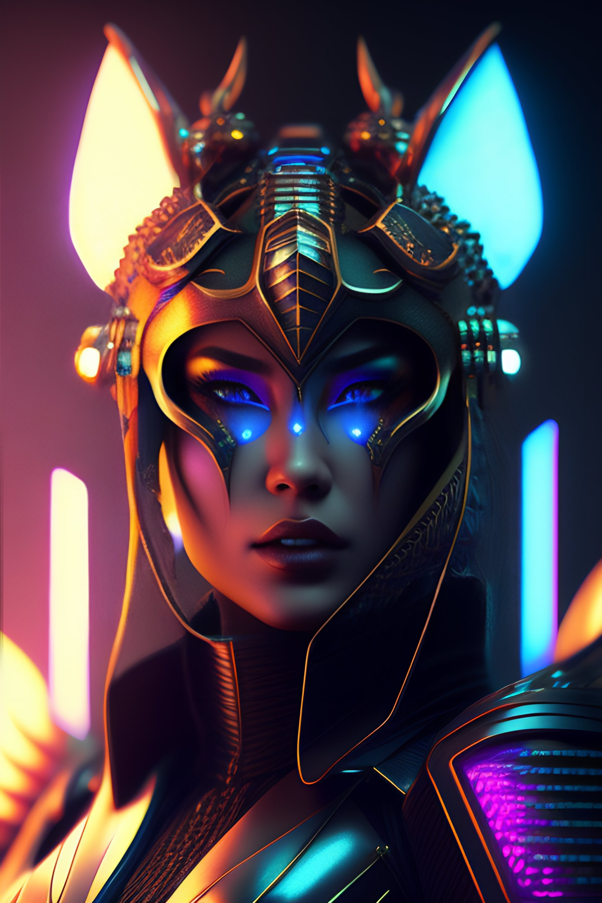 Lexica - Cyber punk, oni mask, 3 d render beeple, compound eye of ...