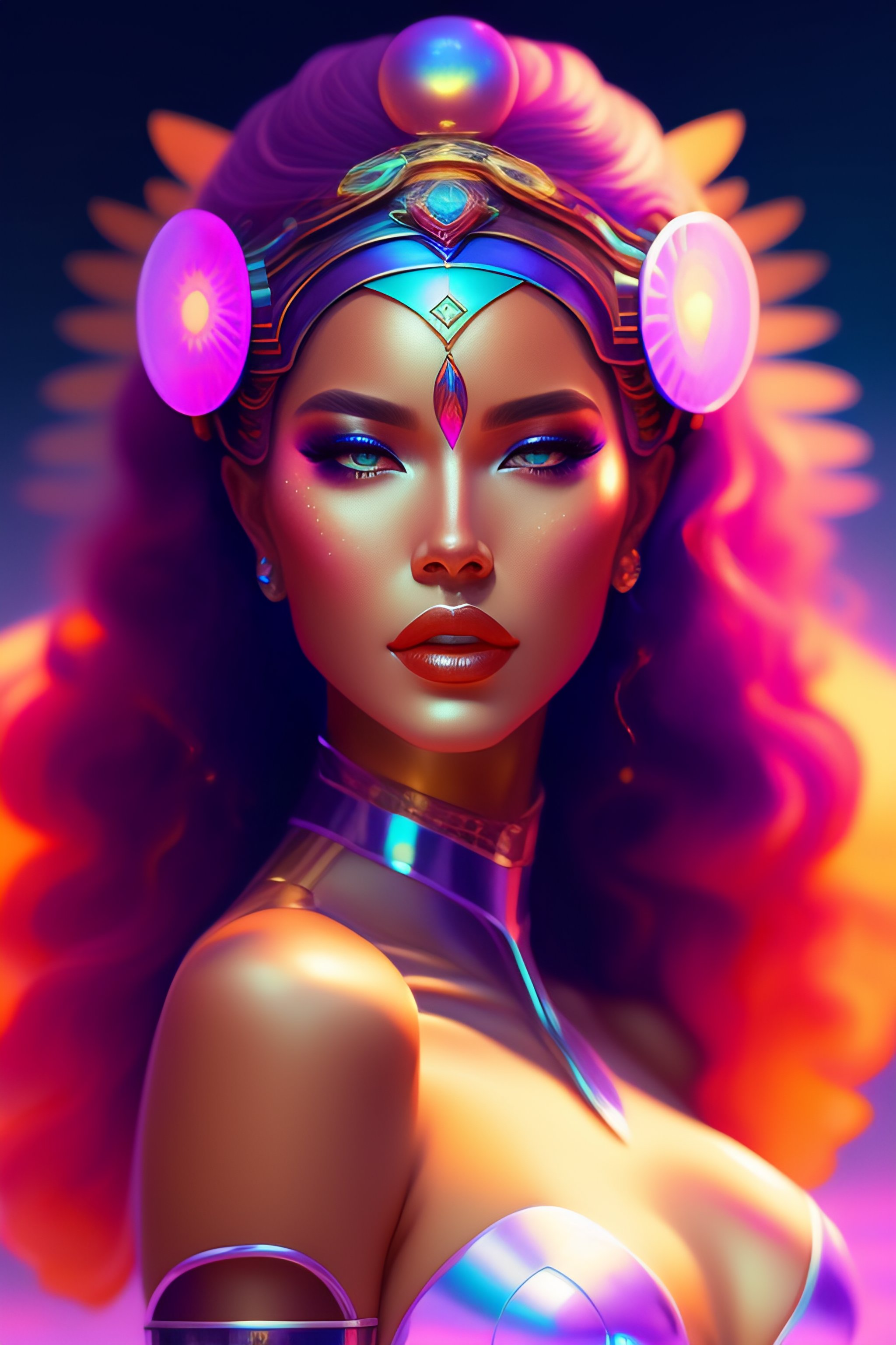 Lexica - A cybernetic goddess, vaporwave aesthetic, colorful, psychedelic, digital painting ...