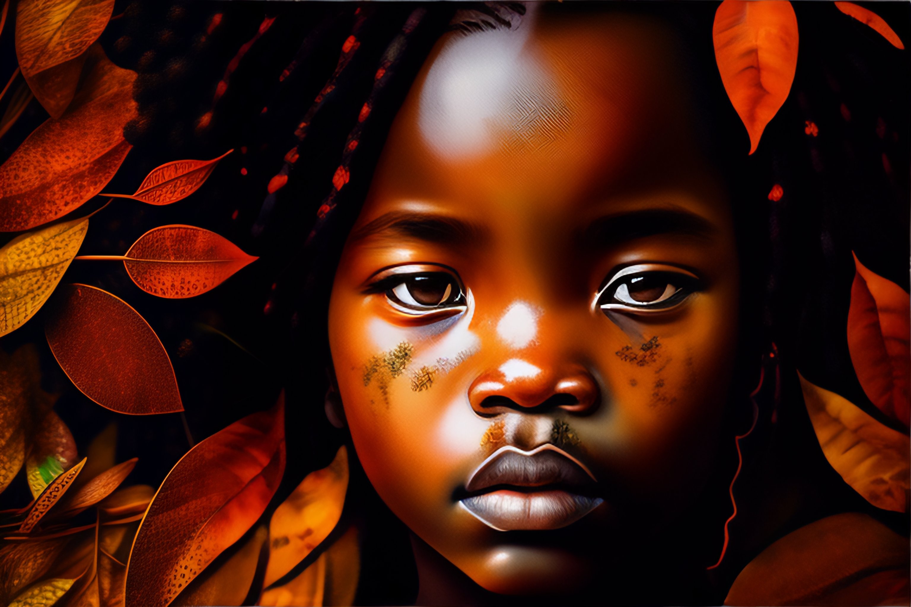 Lexica - African batik patern of eyes and dark leaves