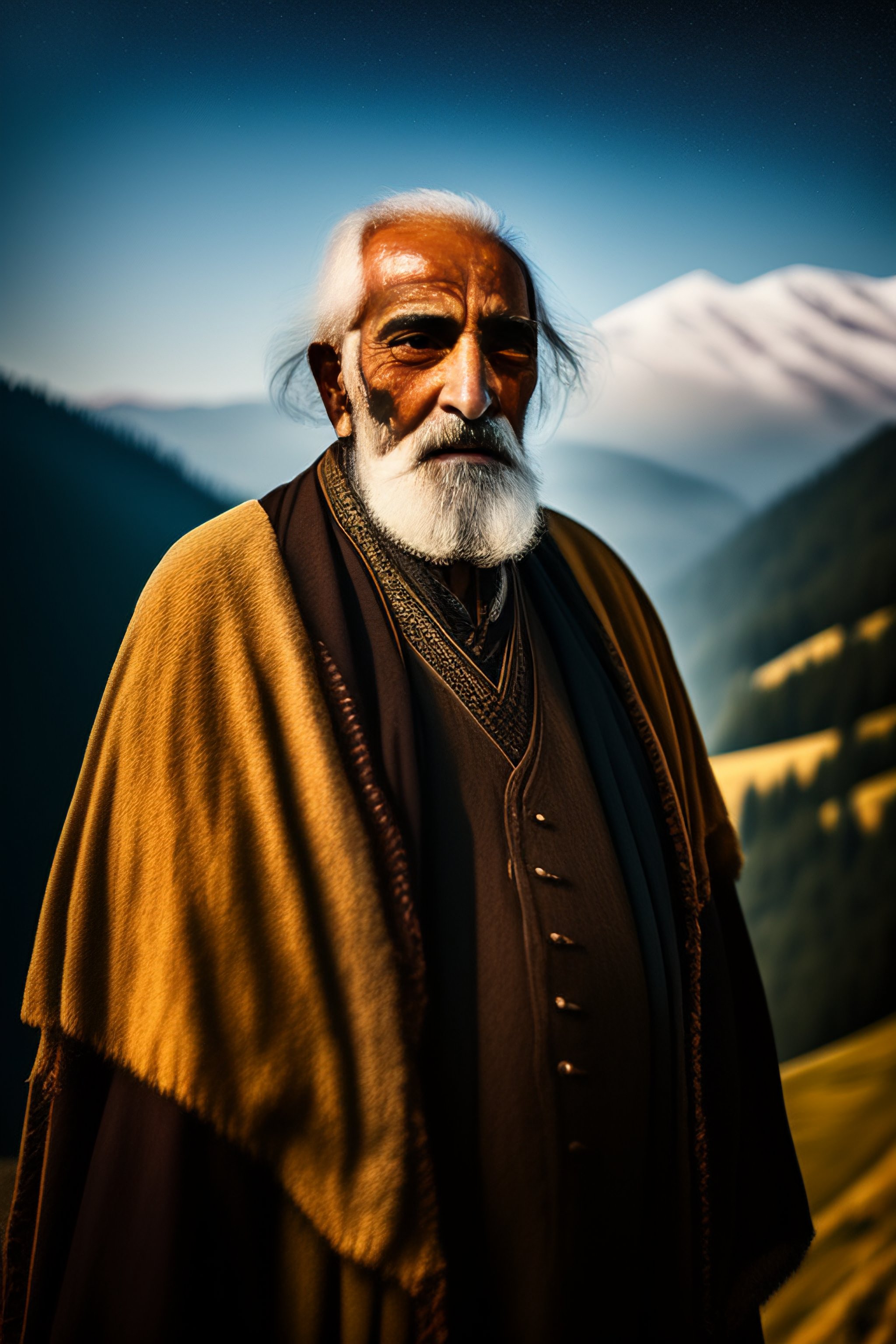 Lexica - Turkish old man shepard in karadeniz mountains, dark details