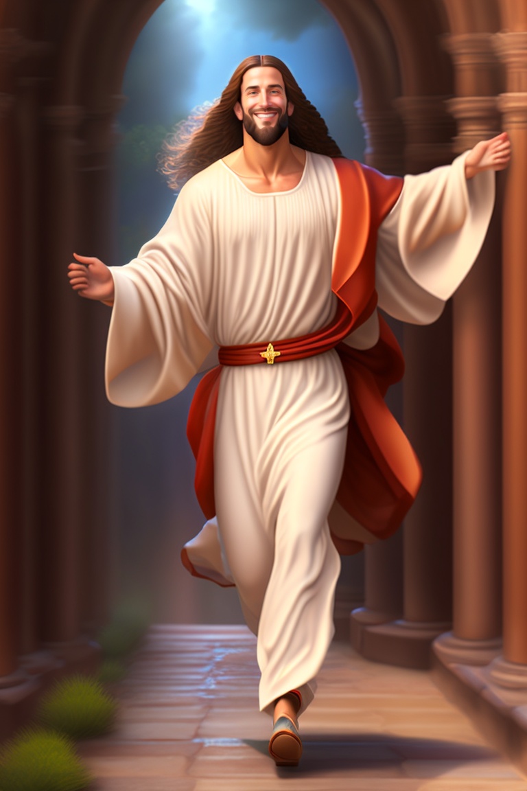 Lexica - Jesus Christ walking towards me with a fixed and generous look ...