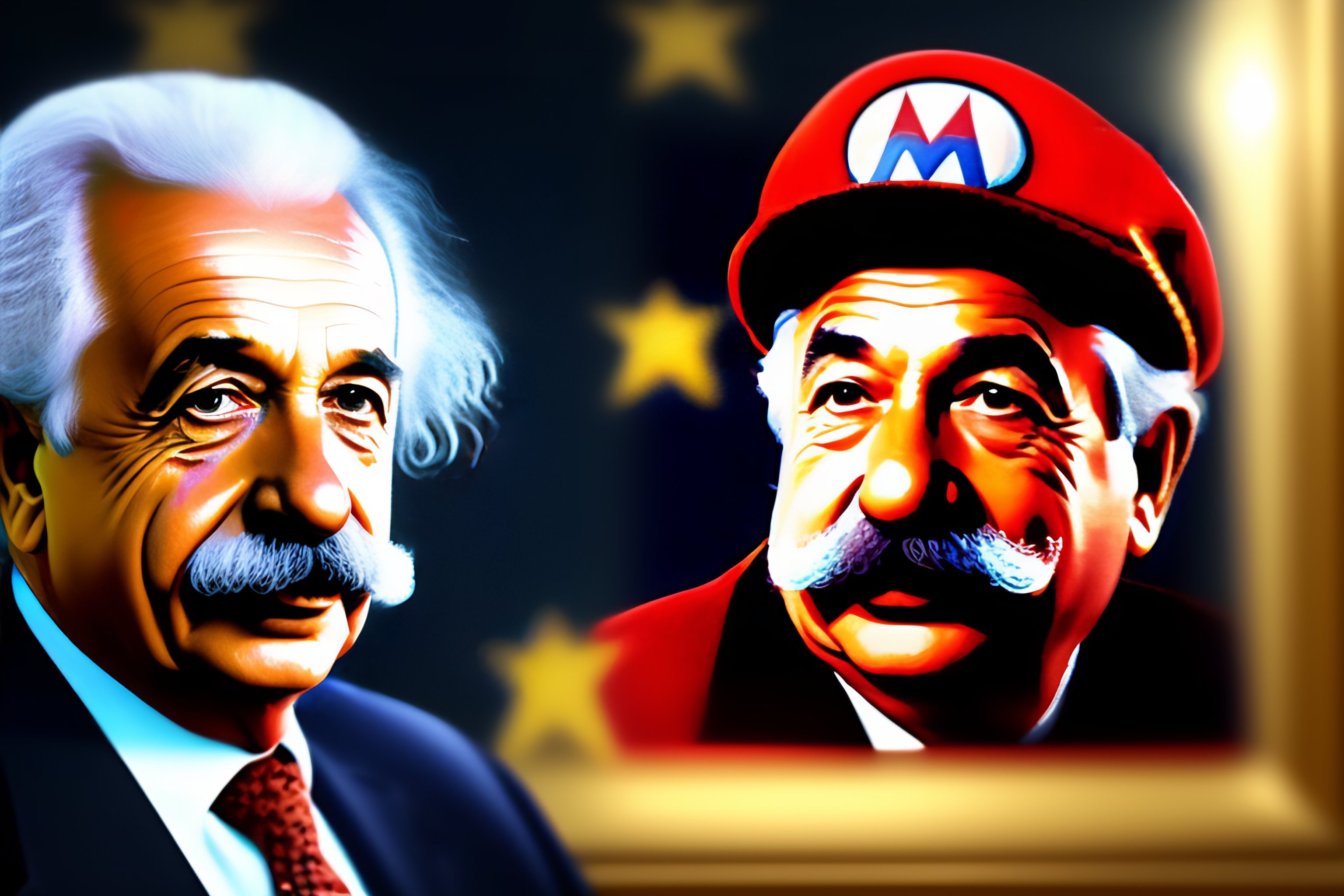 Lexica - Portrait of Albert Einstein in super mario game