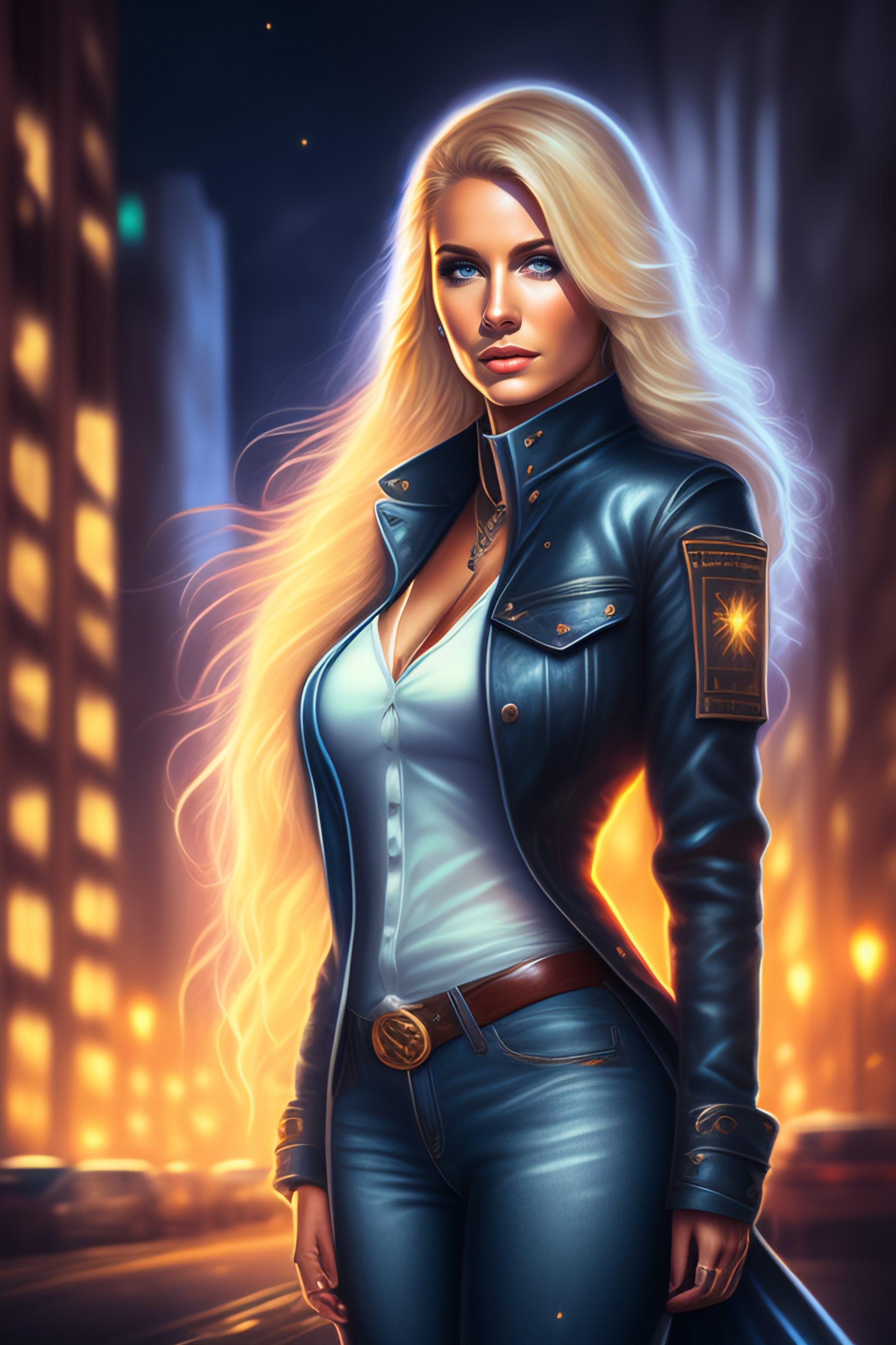 Lexica - Young blond woman in jeans, medium, psychic, witch, full ...