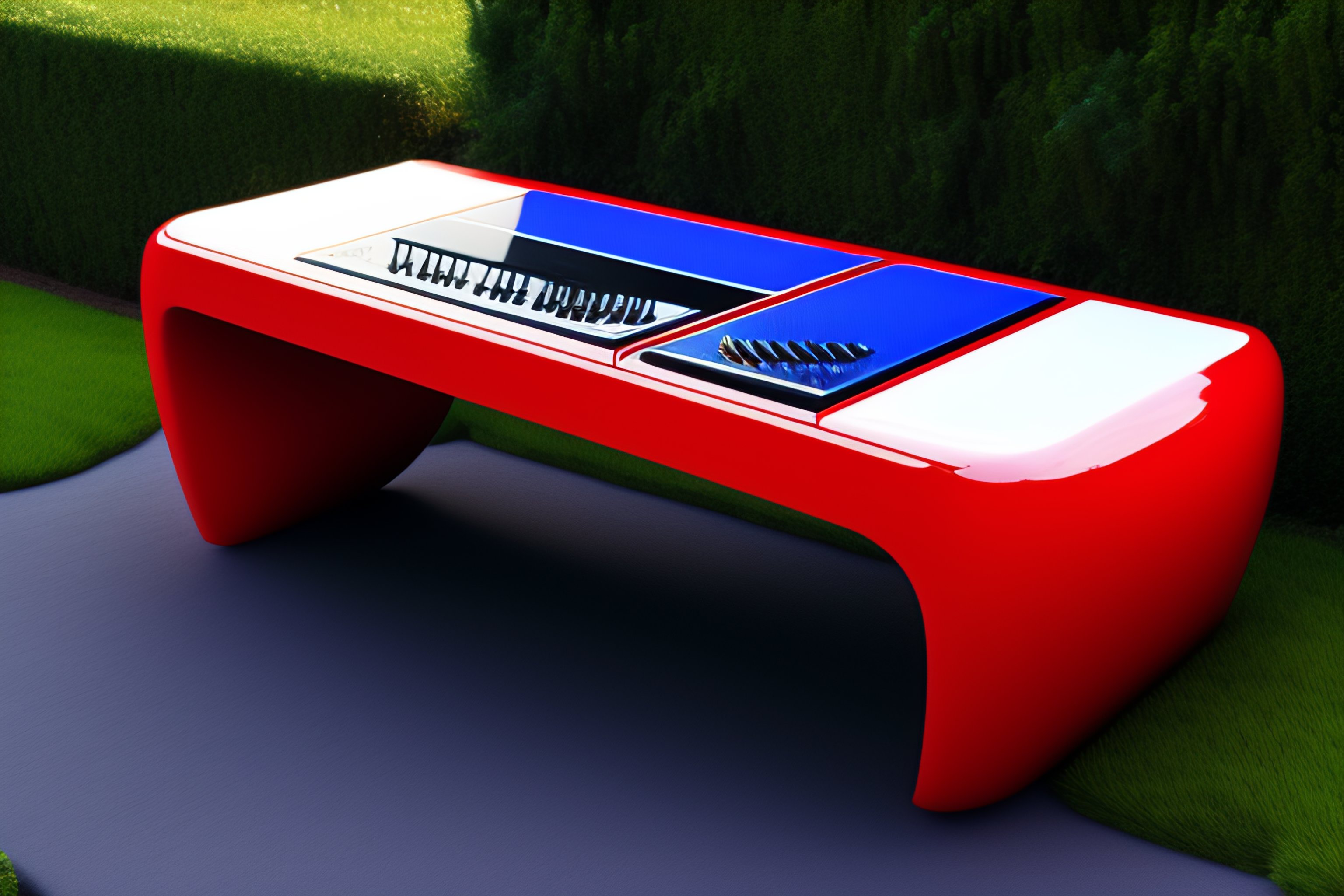 Lexica - Music desk red blue dj cozy plants
