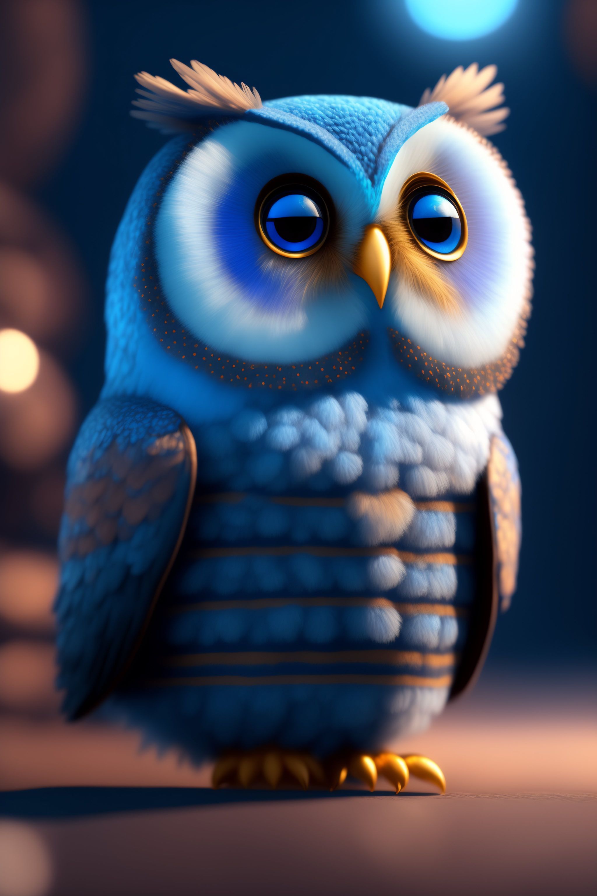 Lexica - Cute small blue owl waving hello unreal engine, cozy indoor ...