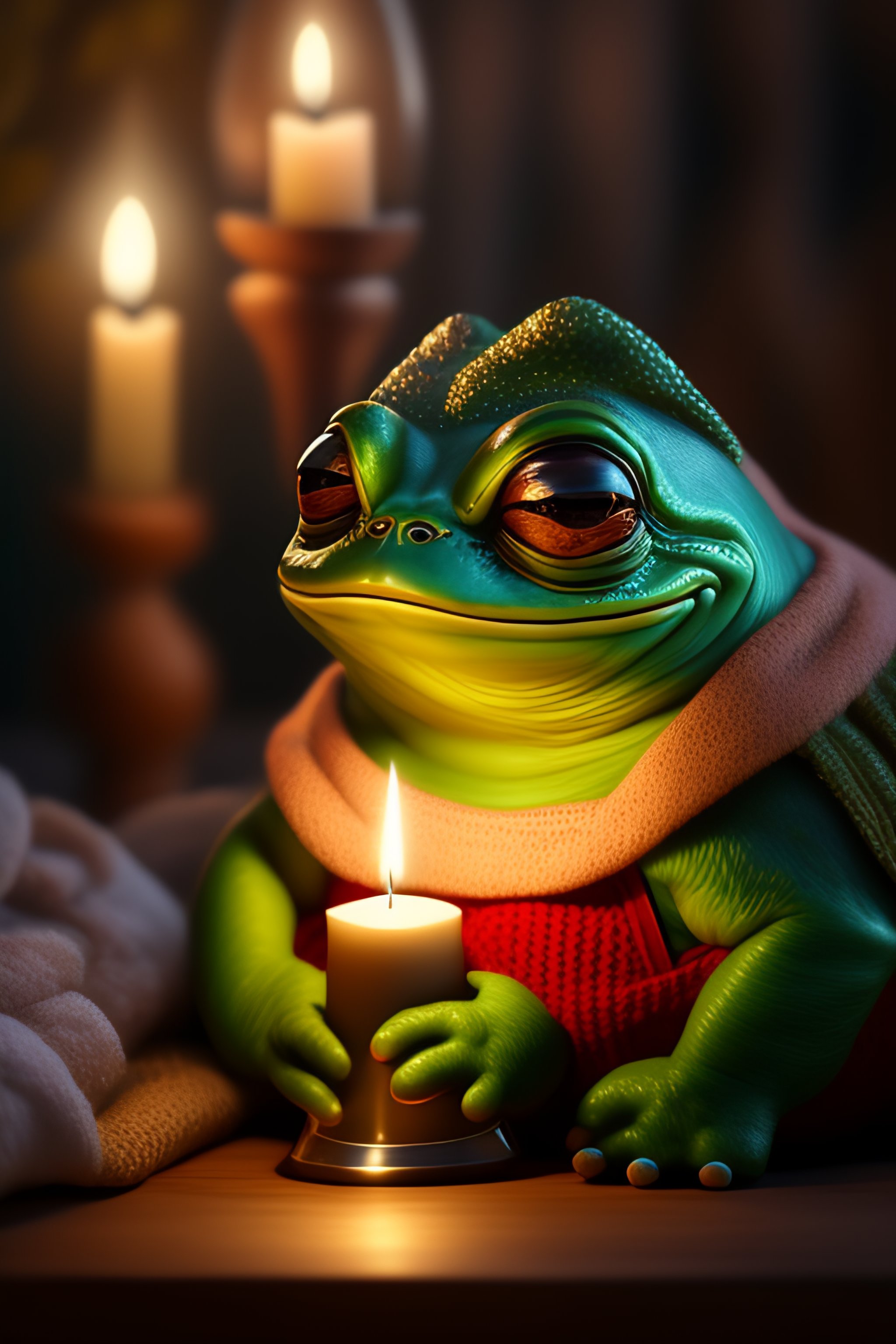 Lexica - An exhausted pepe the frog cooking with an apron on cozy ...