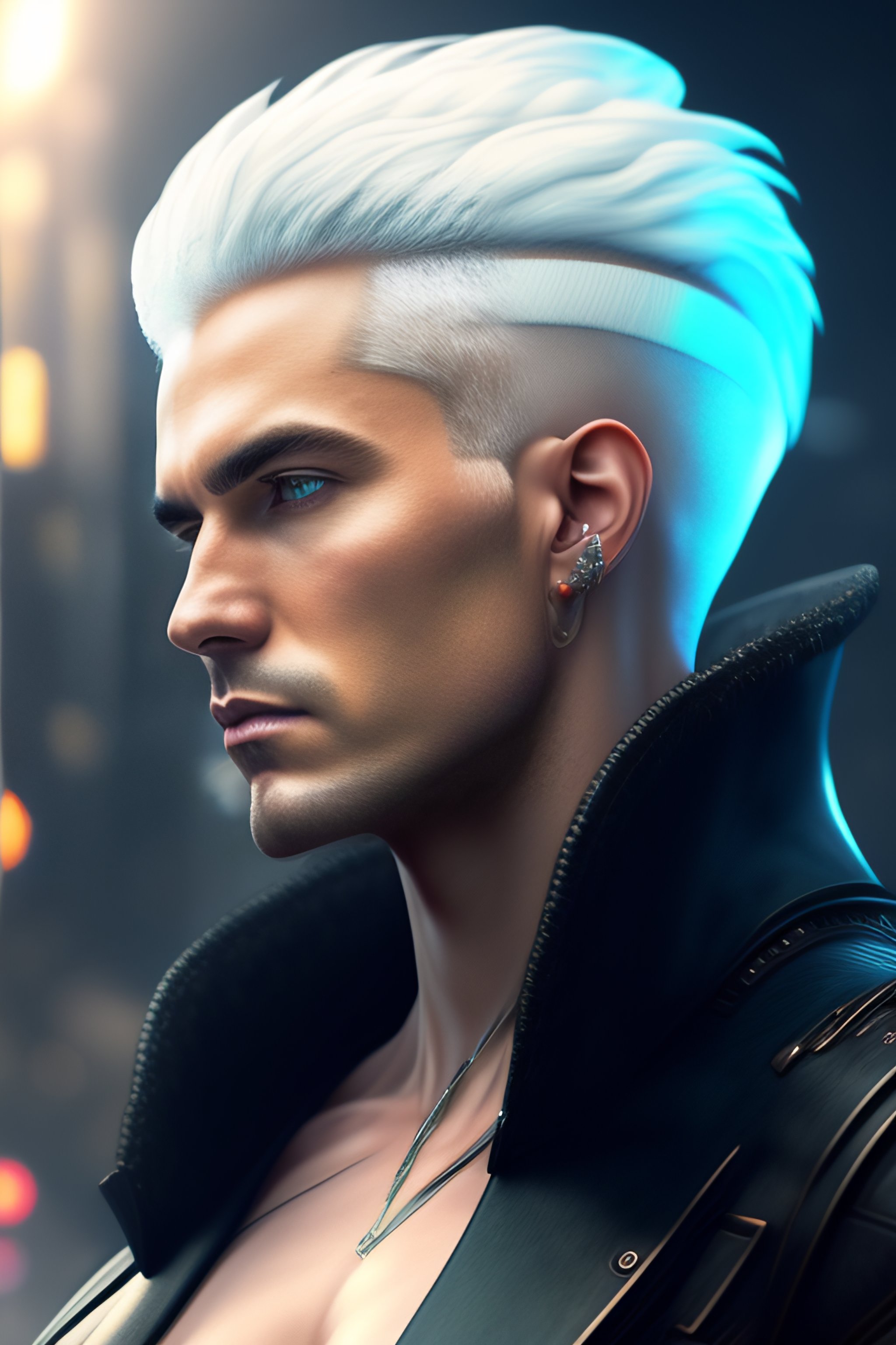 Lexica - White hair, man, cyberpunk