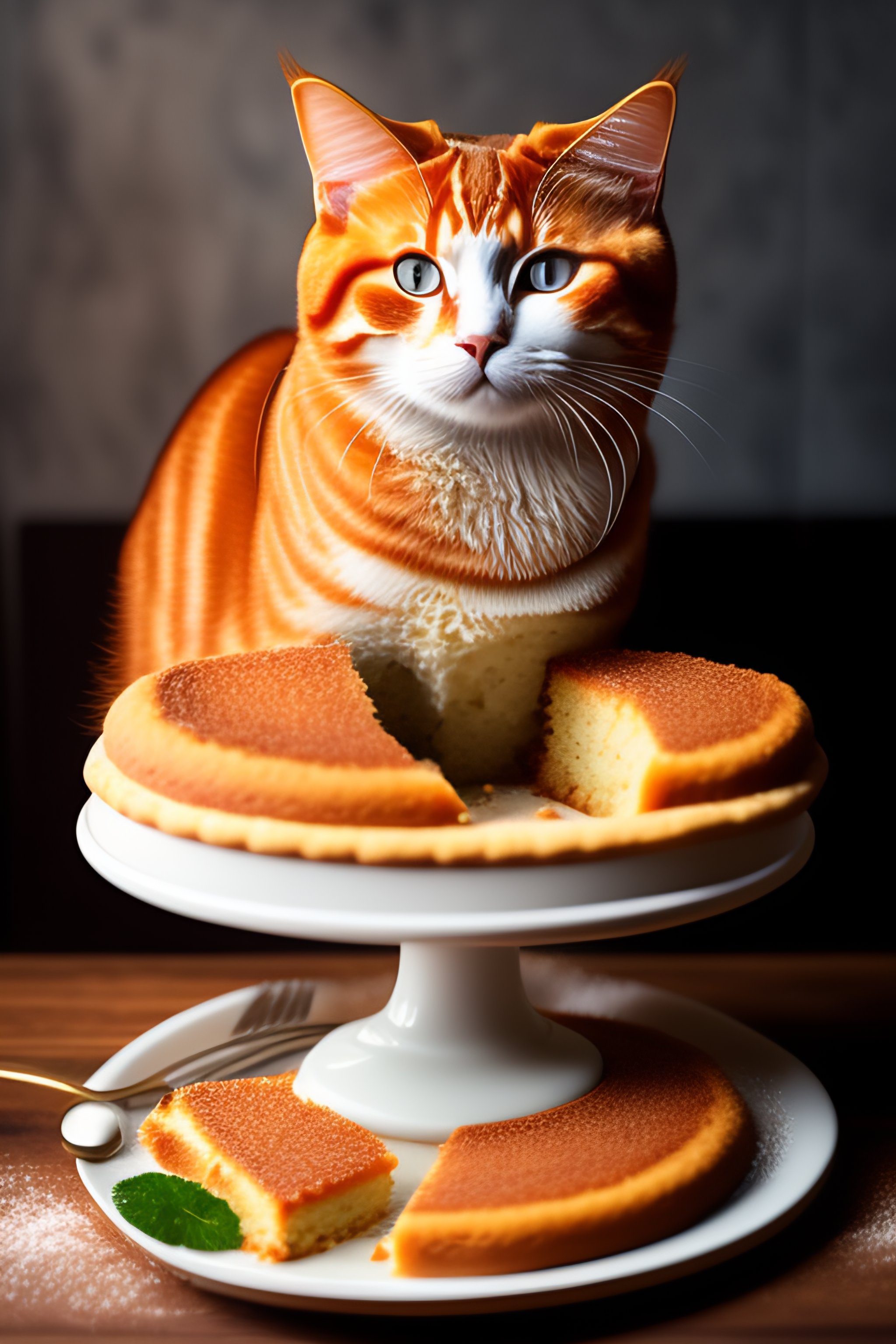 Lexica - Ginger cat baking cake