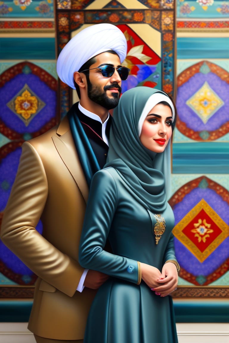 Lexica - A beautiful poster of an Iranian man and woman, oil painting ...